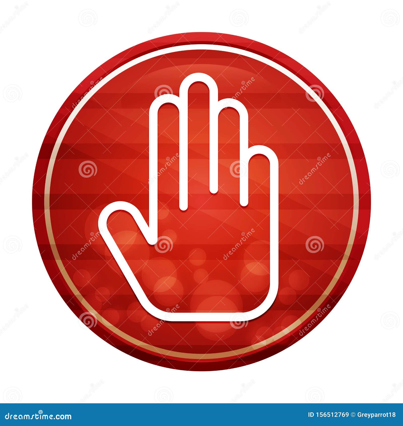 Stop Hand Icon Realistic Diagonal Motion Red Round Button Illustration ...
