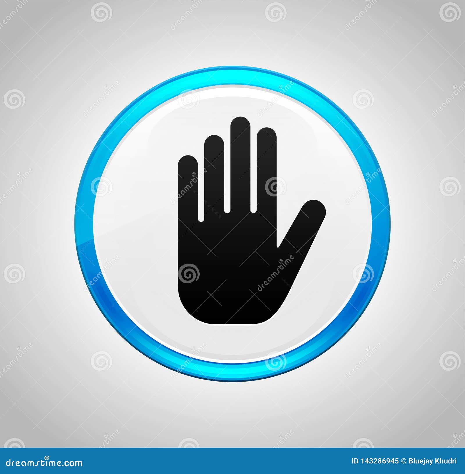 Stop Hand Icon Round Blue Push Button Stock Illustration - Illustration ...