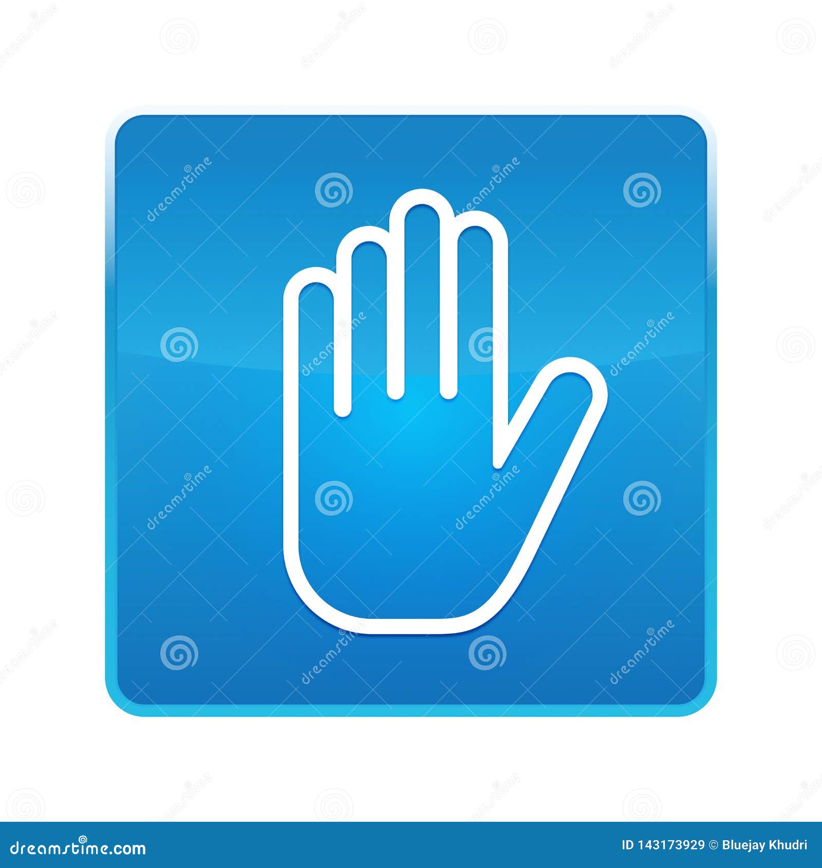 Stop Hand Icon Shiny Blue Square Button Stock Illustration ...