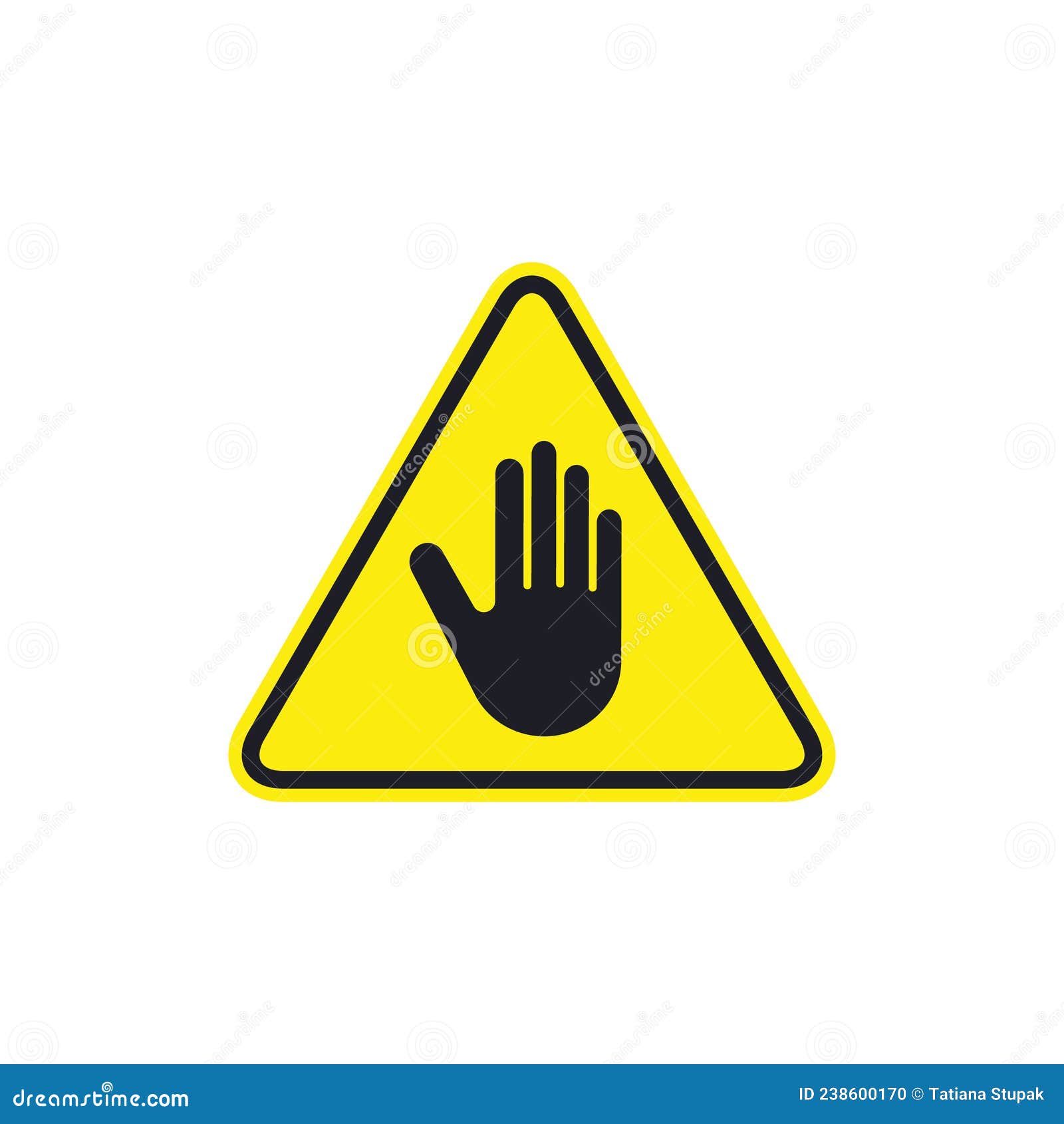 Stop Hand Palm Triangular Sign, Vector Isolated Yellow Icon Stock ...