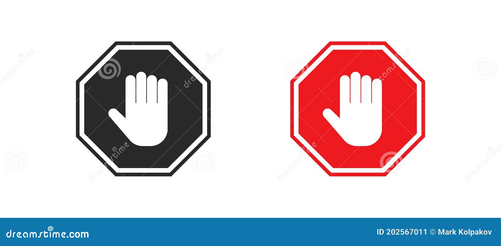 Stop Hand Red Sign. Isolated Ban Icon in Flat Style Stock Vector ...