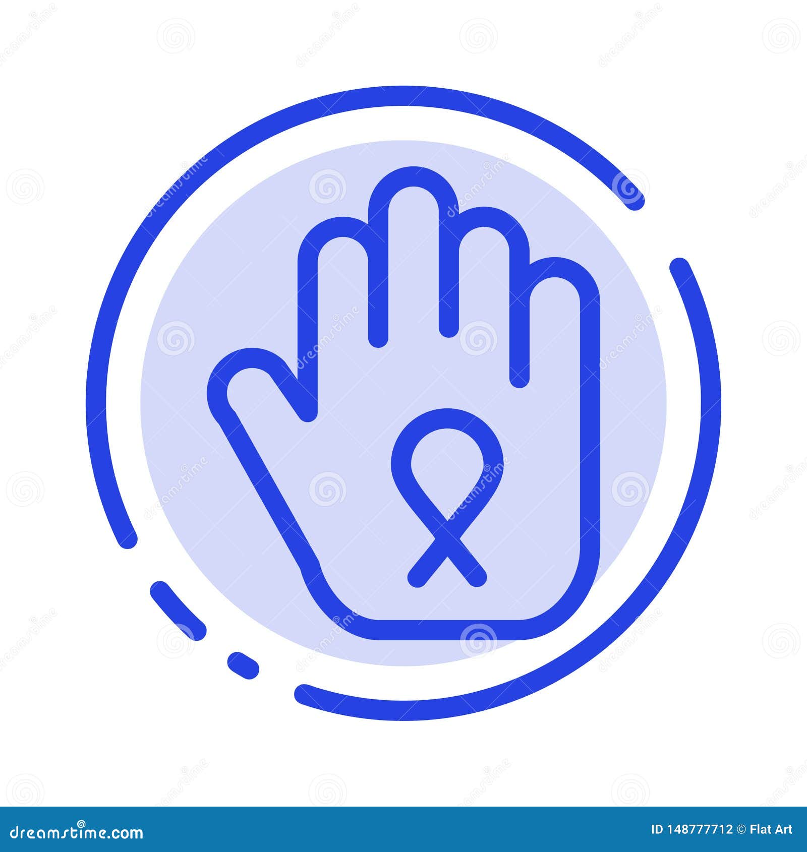 Stop, Hand, Ribbon, Awareness Blue Dotted Line Line Icon Stock Vector ...