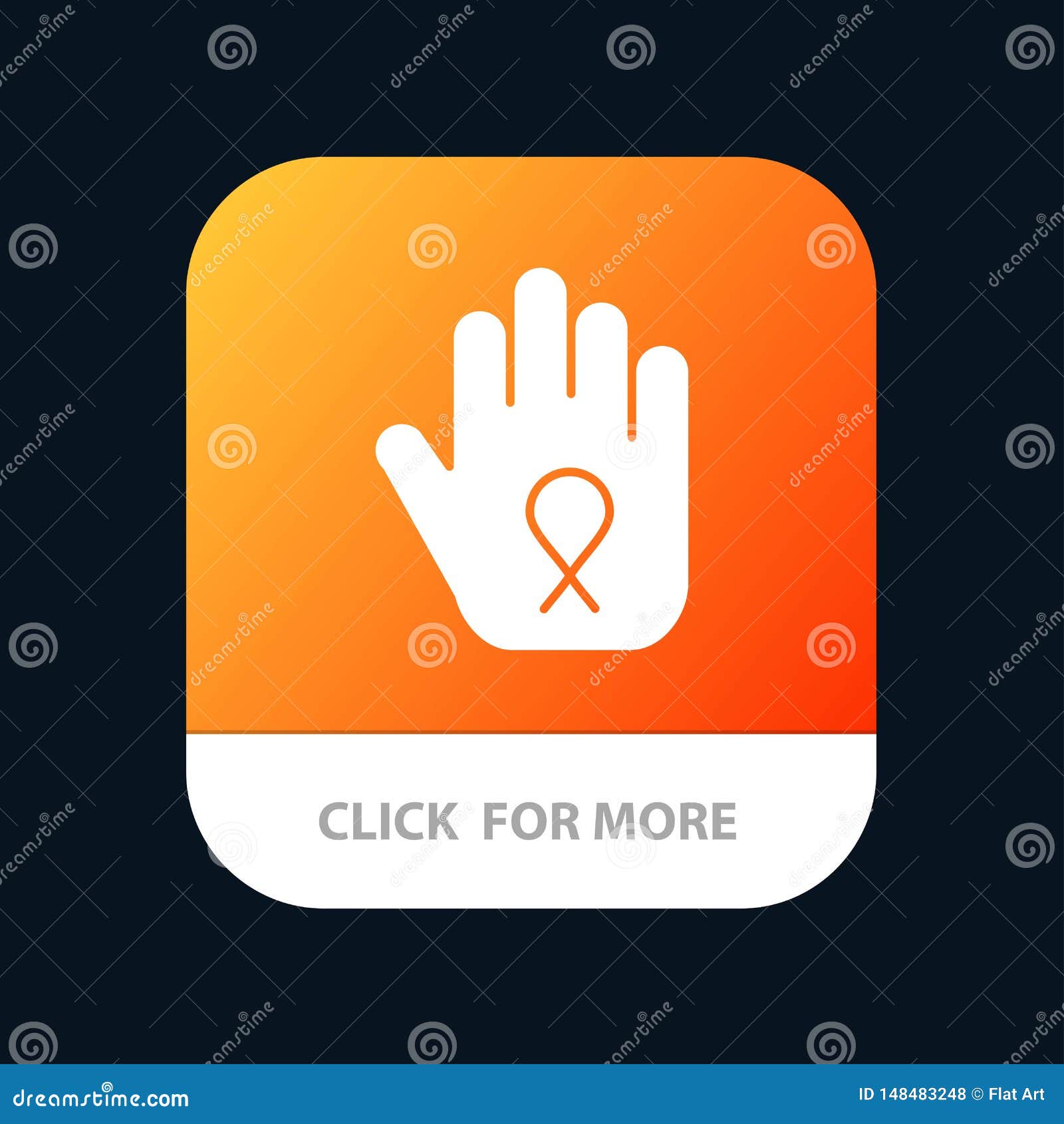 Stop, Hand, Ribbon, Awareness Mobile App Icon Design Stock Vector ...