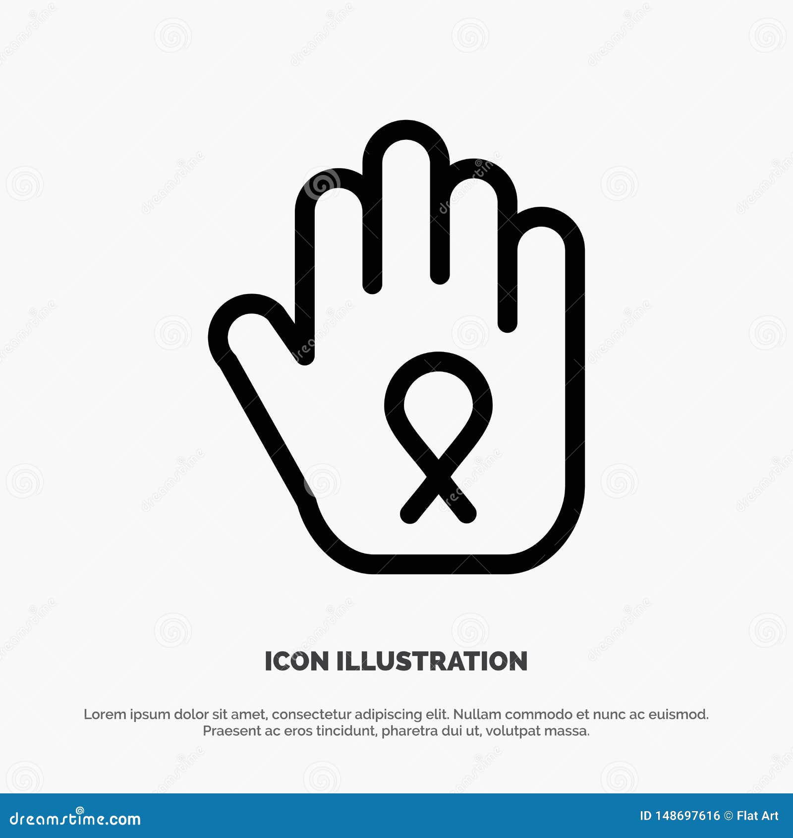 Stop, Hand, Ribbon, Awareness Vector Line Icon Stock Vector ...