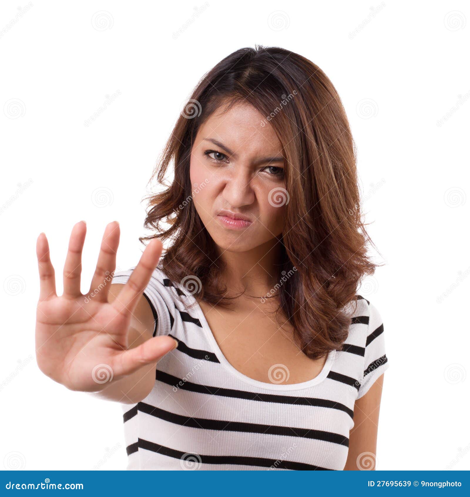 Stop Hand Sign by Angry Woman Stock Image - Image of forbidden, single ...