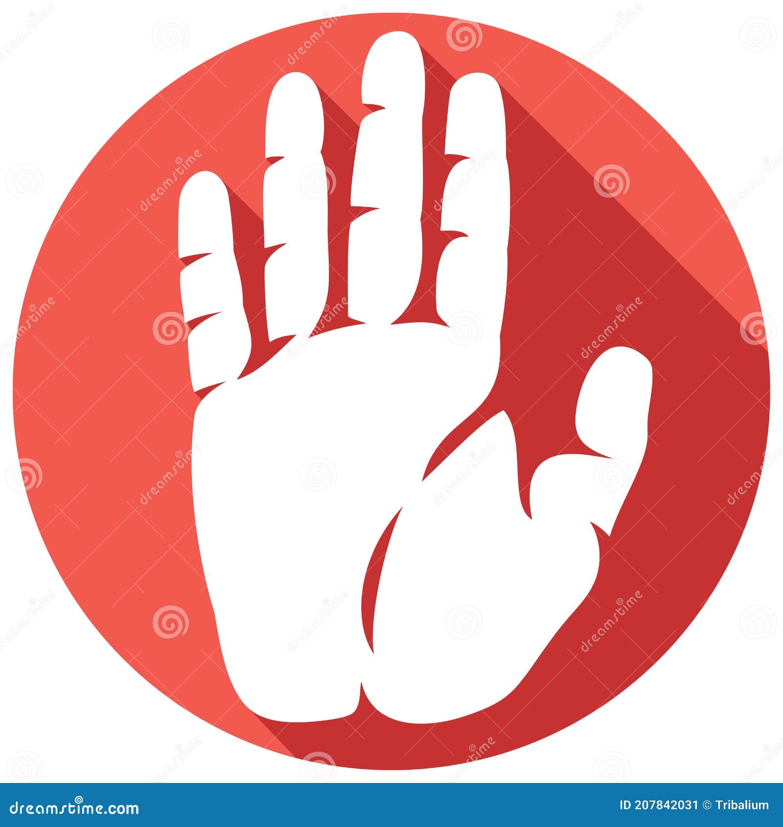 Stop hand sign flat icon stock vector. Illustration of danger - 207842031