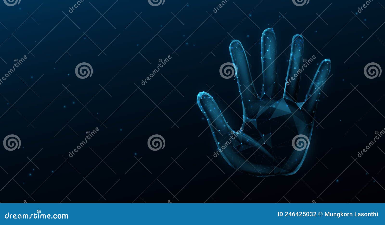 Stop Hand Sign Form Lines, Triangles and Particle Style Design ...