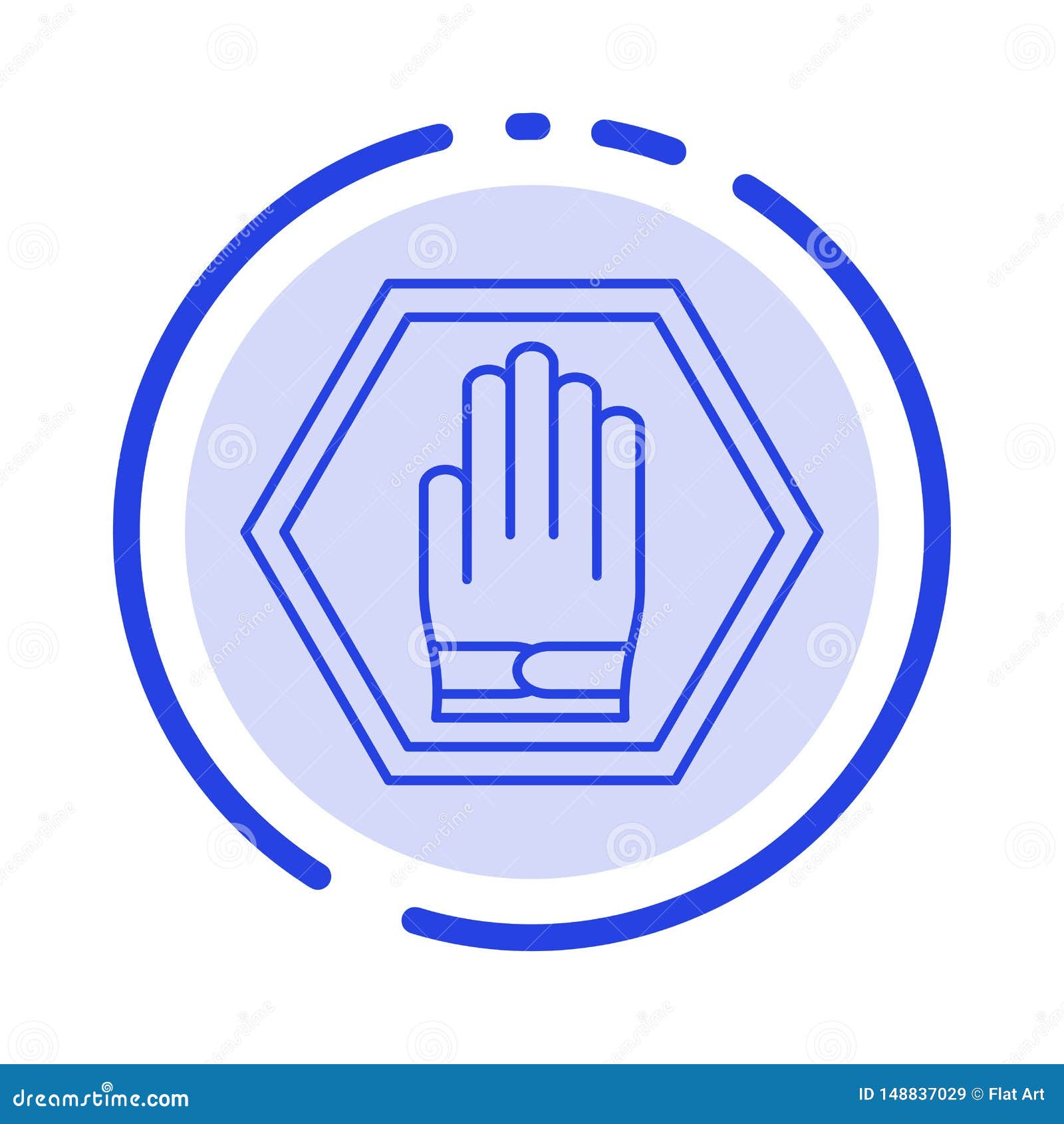 Stop, Hand, Sign, Traffic, Warning Blue Dotted Line Line Icon Stock ...