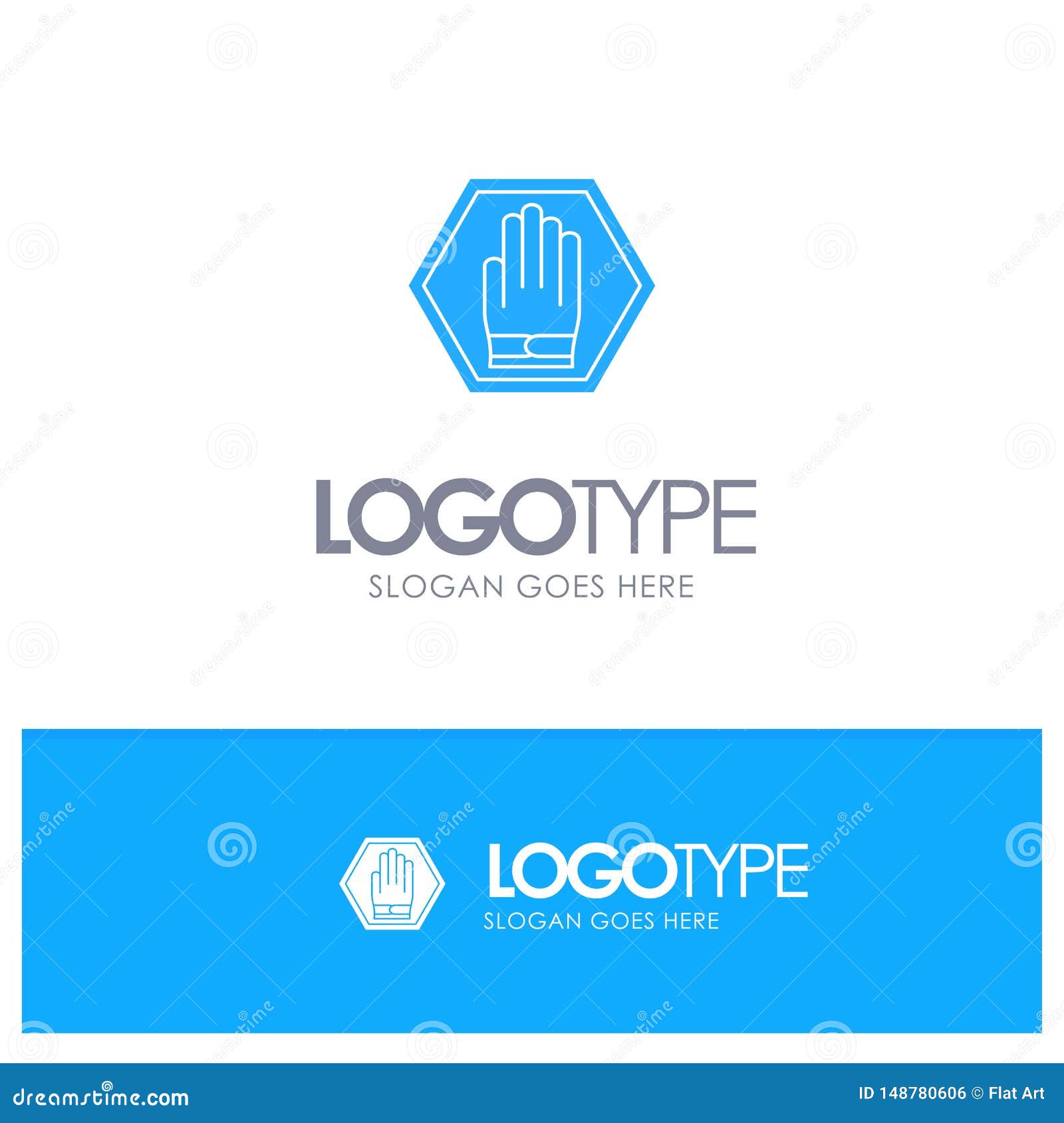 Stop, Hand, Sign, Traffic, Warning Blue Solid Logo with Place for ...