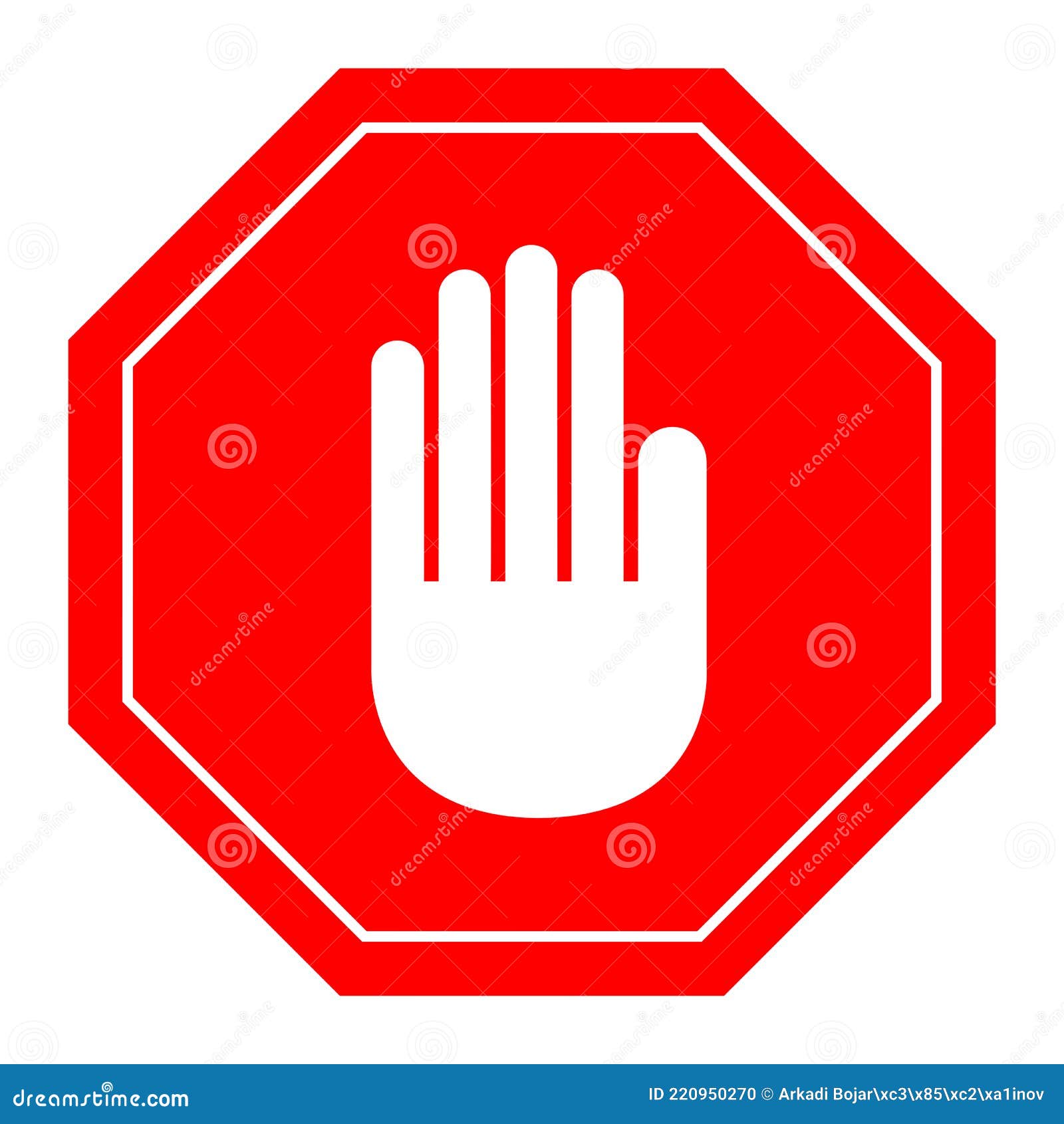 Stop hand sign stock vector. Illustration of hazard - 220950270