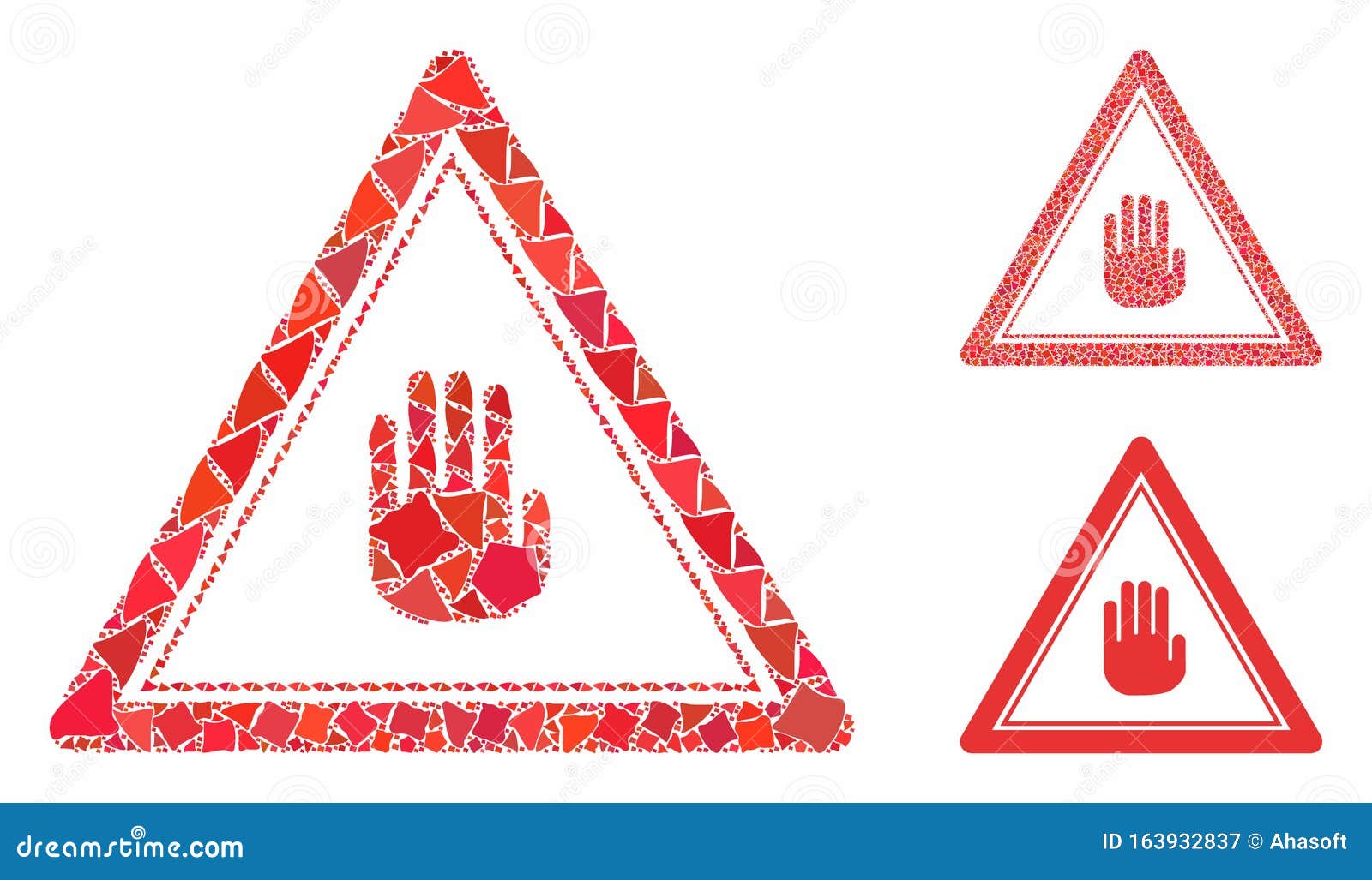Stop Hand Triangle Composition Icon of Rough Parts Stock Vector ...