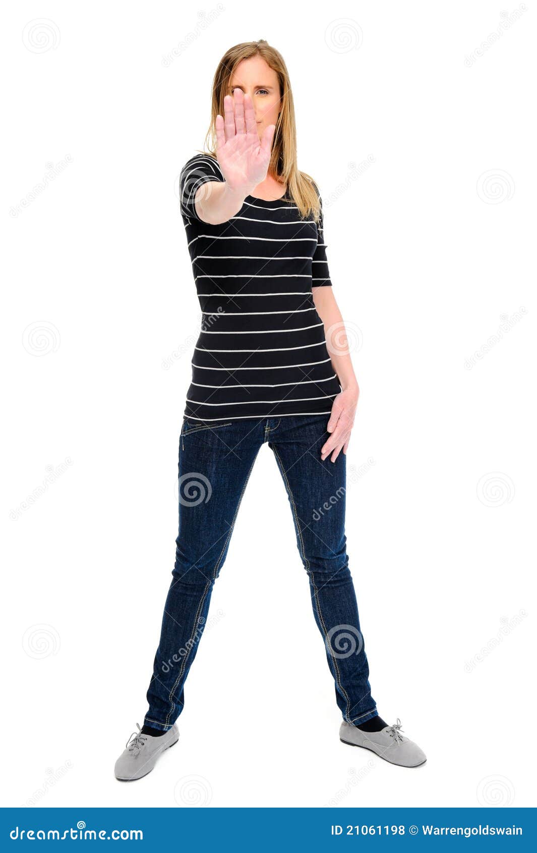 Stop with hand up stock photo. Image of blond, stress - 21061198