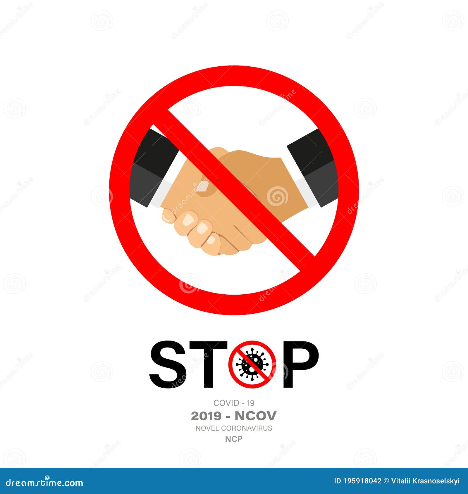 Stop Handshake Sign. Coronavirus Illustration. Danger Sign Stock Vector ...
