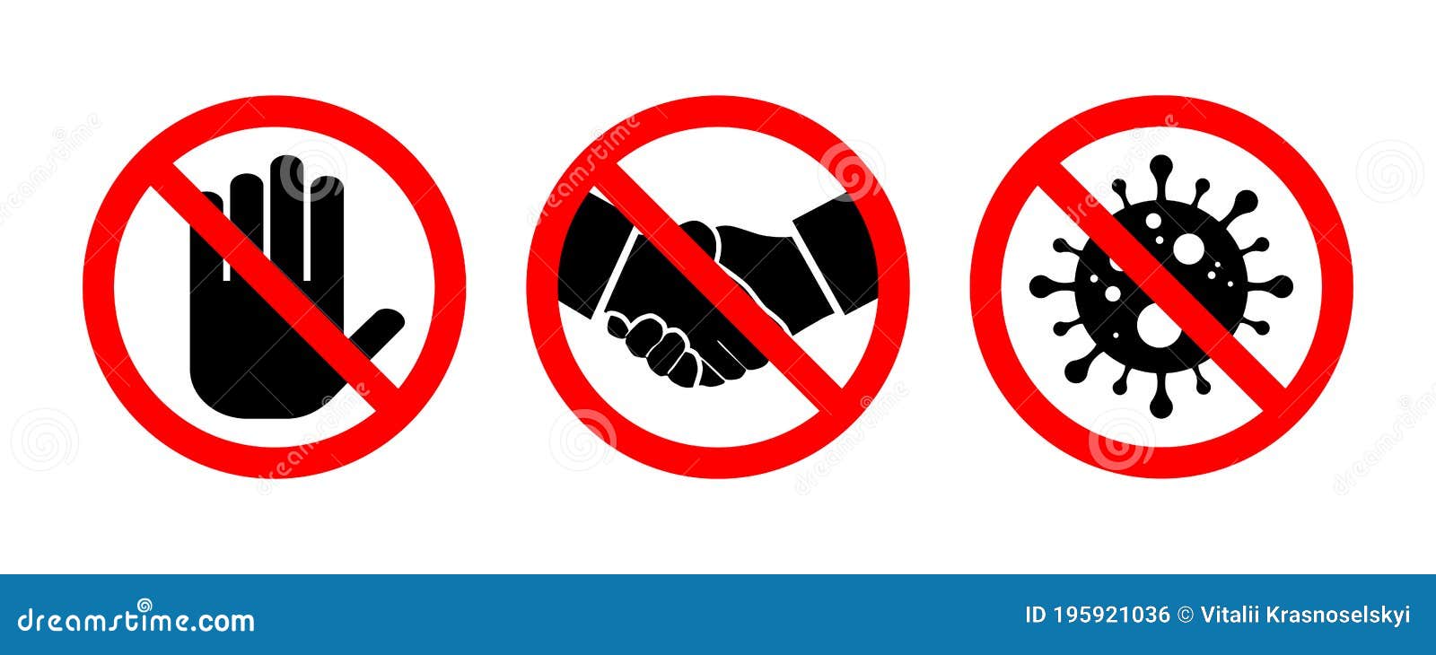 Stop Handshake Sign Set. Coronavirus Illustration. Danger Sign Stock ...