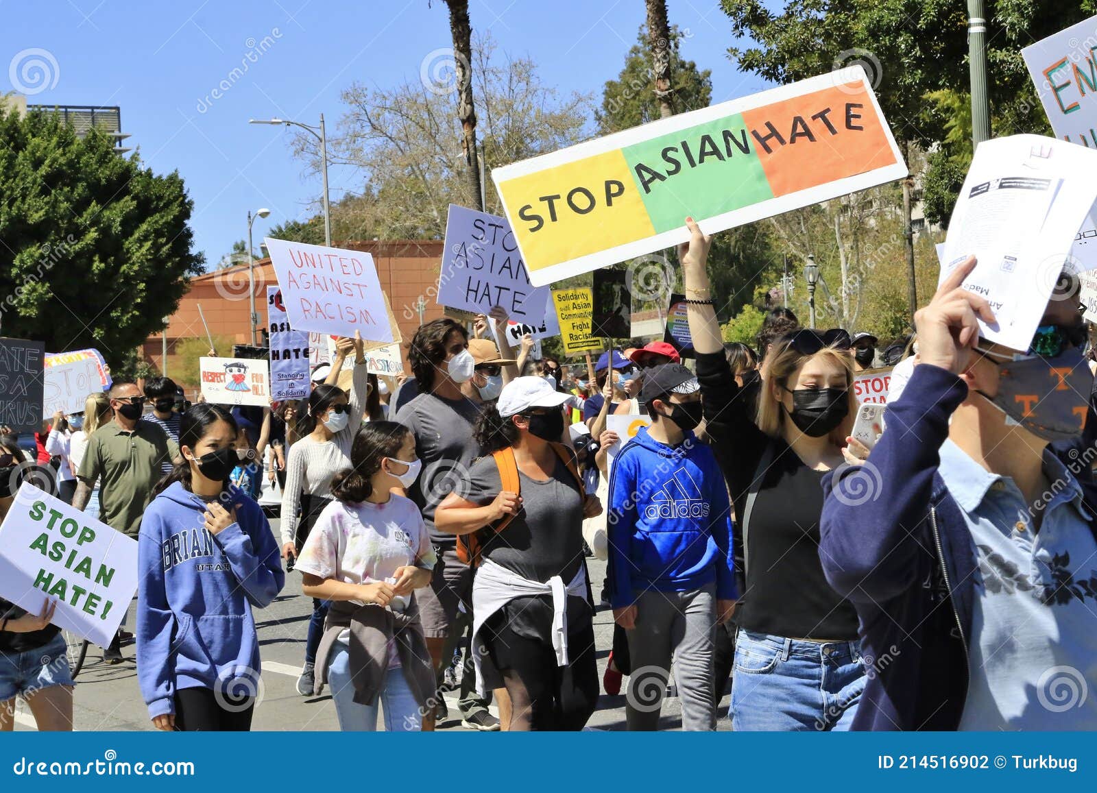 Stop the Hate rally editorial photography. Image of angeles - 214516902