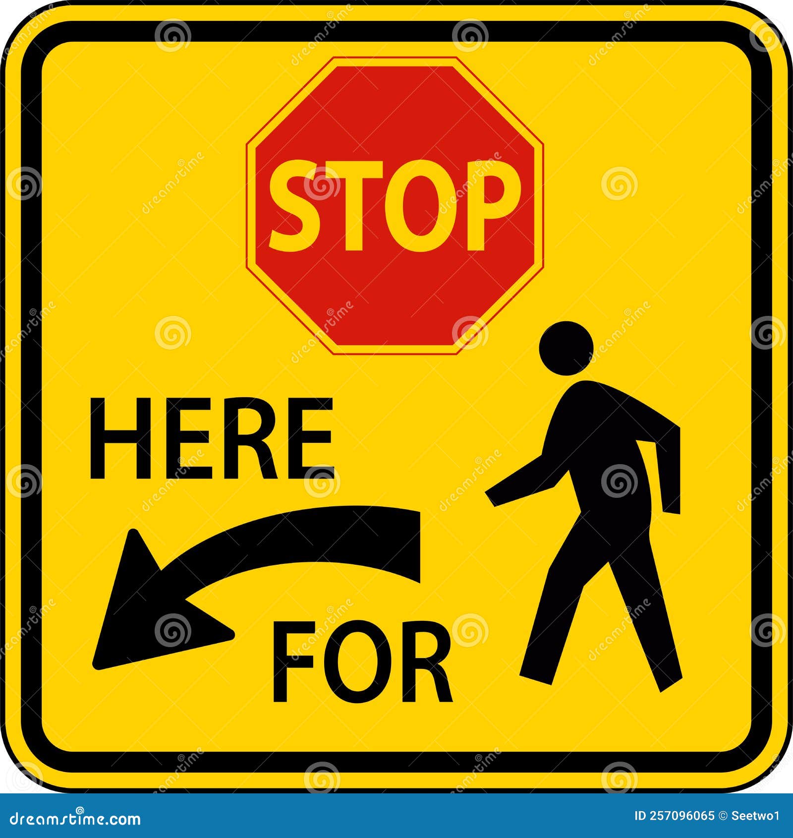 Stop Here for Pedestrians Sign Stock Vector - Illustration of attention ...