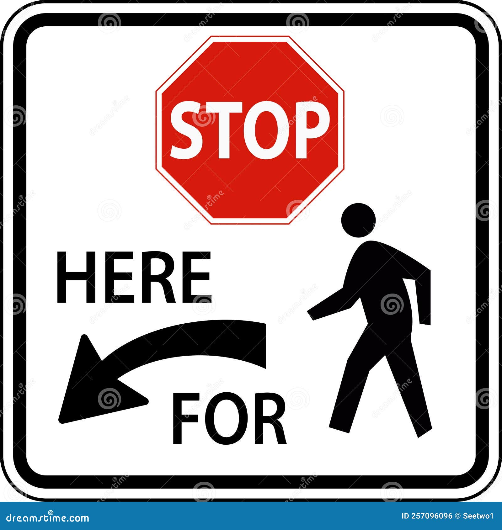 Stop Here for Pedestrians Sign Stock Vector - Illustration of danger ...