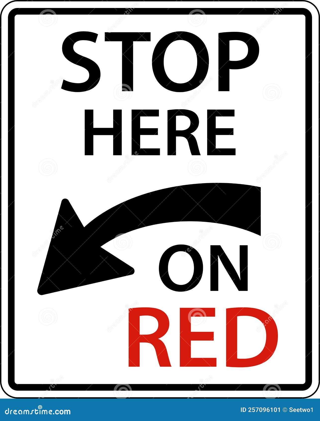 Stop Here on Red Sign on White Background Stock Vector - Illustration ...