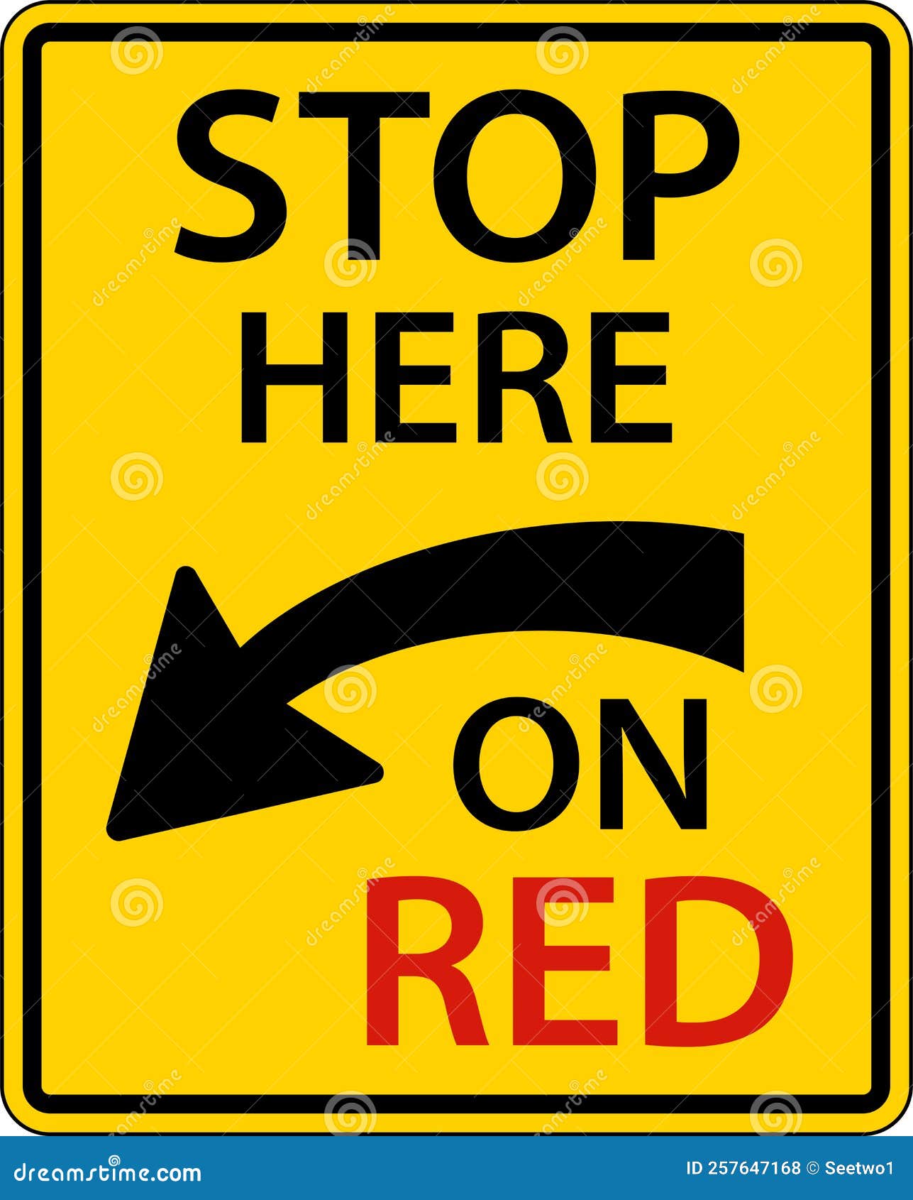 Stop Here on Red Sign on White Background Stock Vector - Illustration ...