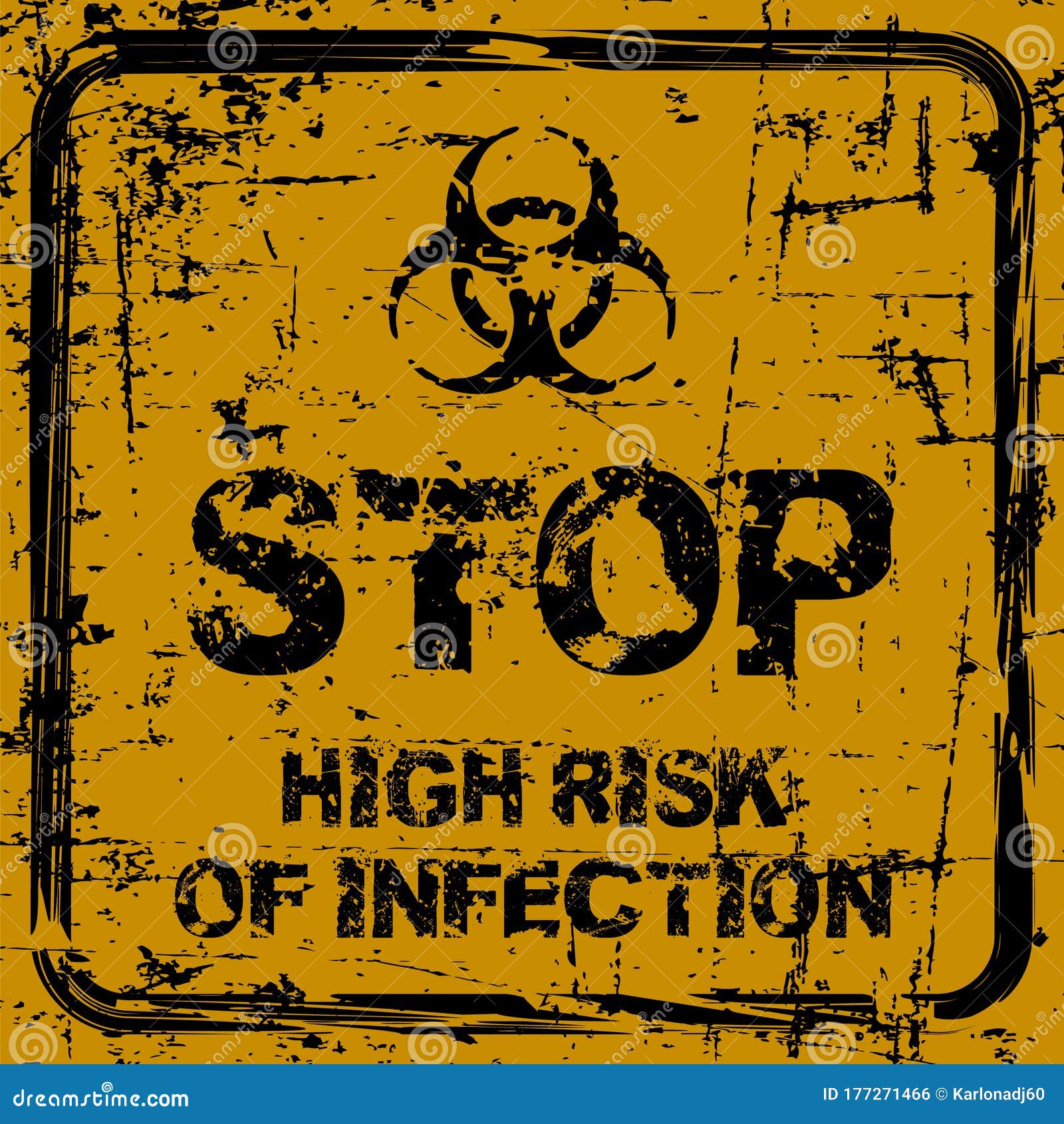 Stop High Risk of Infection Warning Back Grunge Text Stock Vector ...