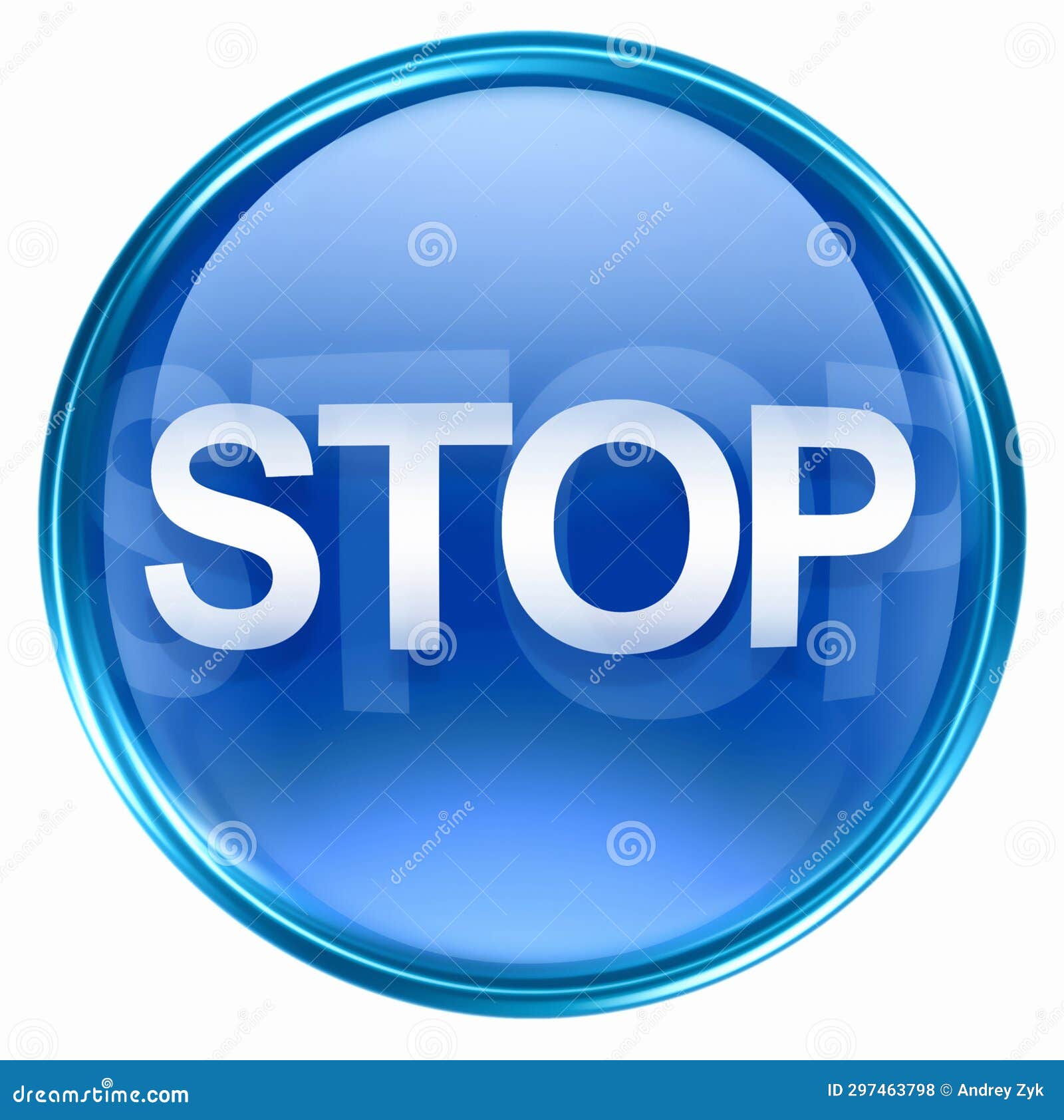 Stop Icon Blue, Isolated on White Stock Photo - Image of page, close ...