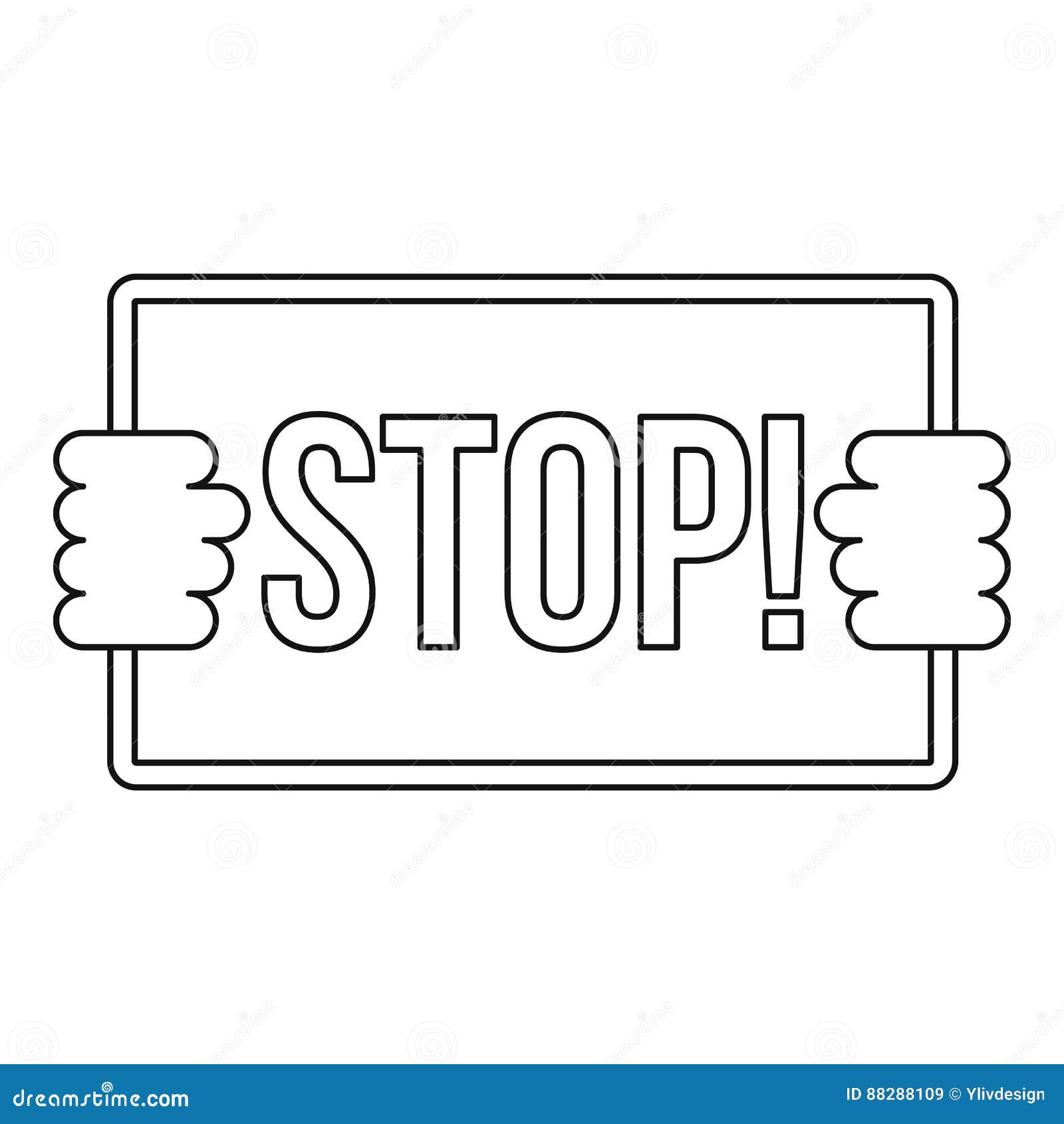 Stop icon, outline style stock vector. Illustration of signal - 88288109