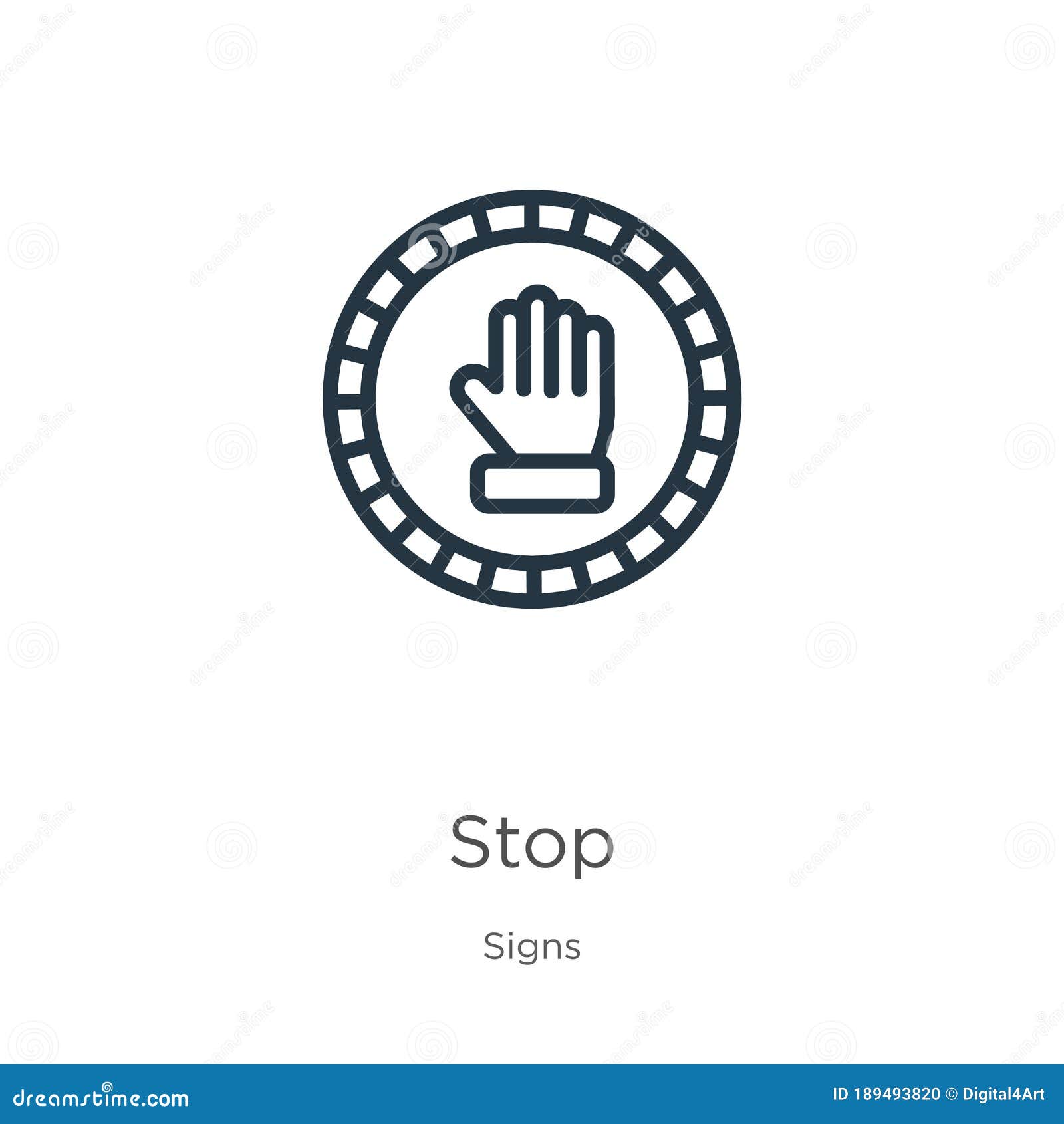 Stop Icon. Thin Linear Stop Outline Icon Isolated on White Background ...