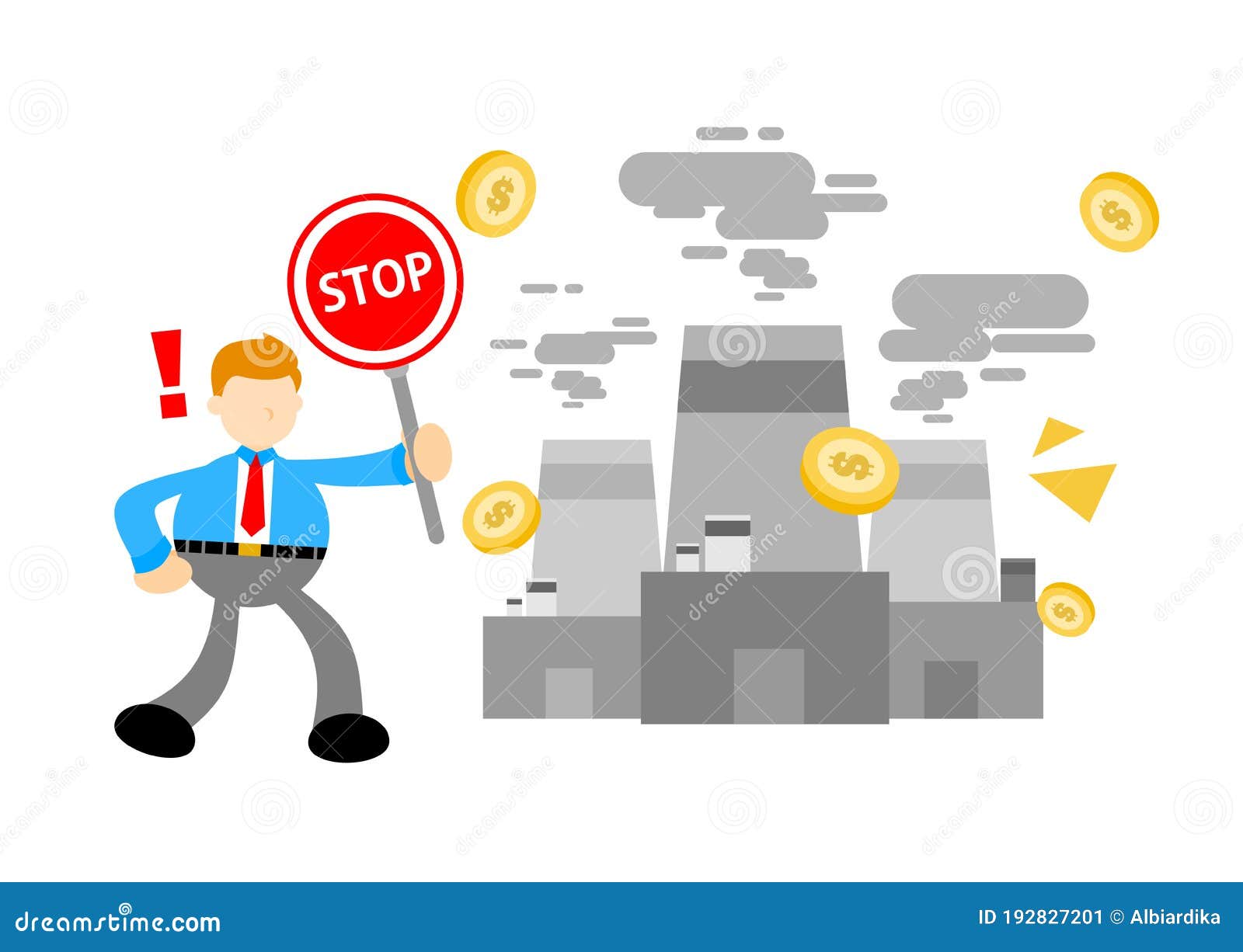 People Stop Industry Pollution Cartoon Doodle Flat Design Style Stock ...
