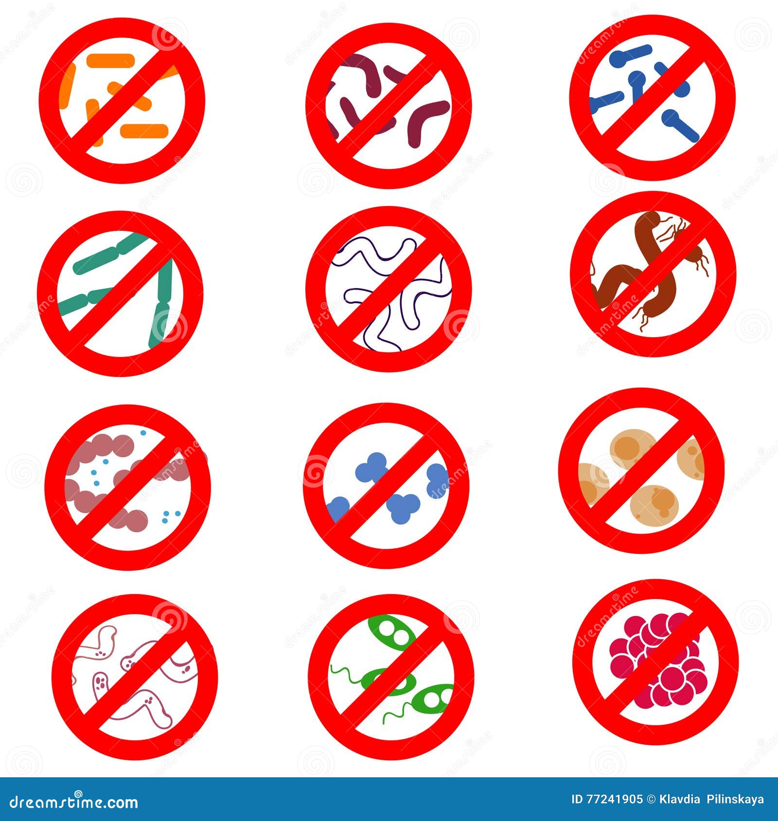 Stop the Infection, a Set of Vector Icons of Different Micro-organisms ...