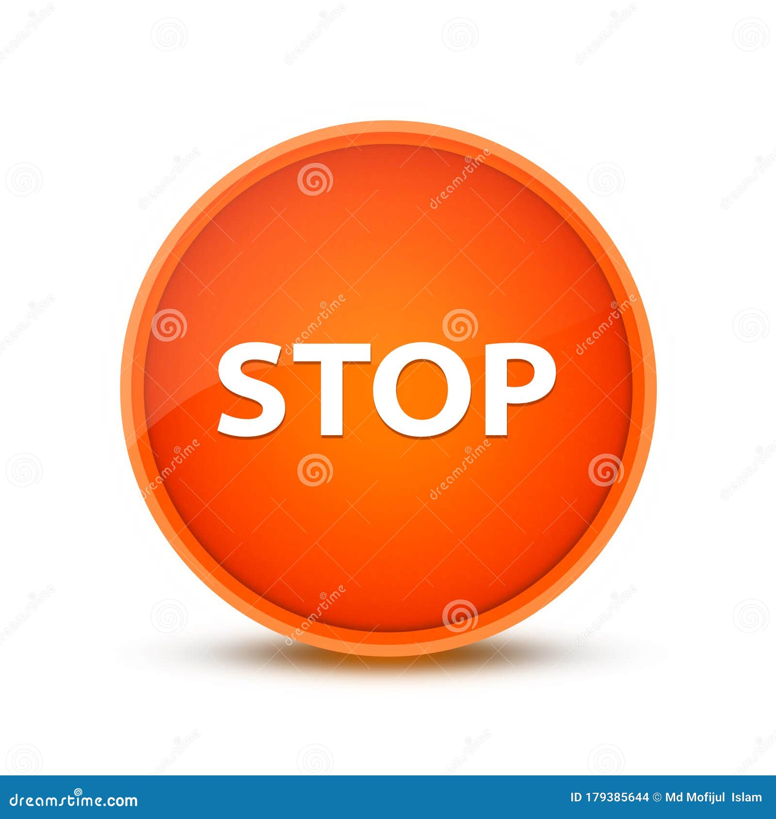 Stop Isolated on Glassy Orange Round Button Abstract Stock Illustration ...