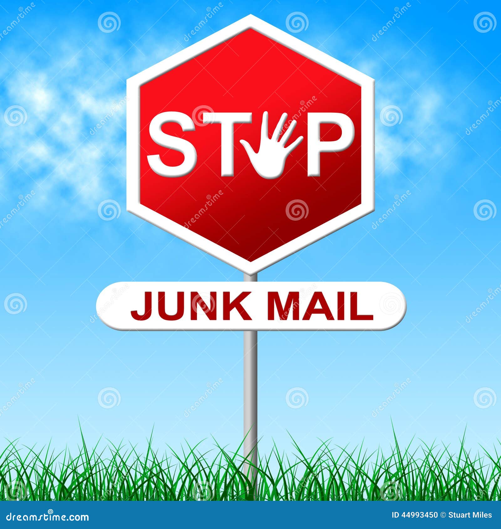 Stop Junk Mail Indicates Spamming Spam and Unwanted Stock Illustration ...