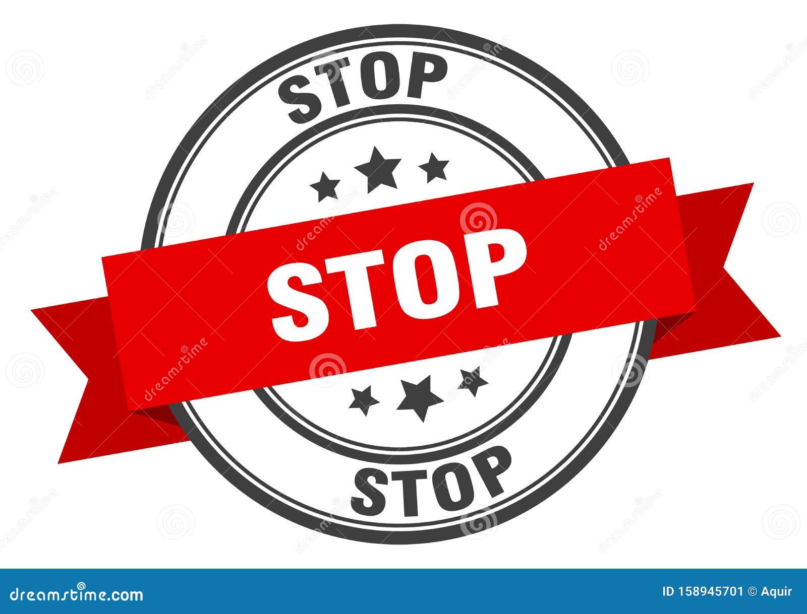 Stop label stock vector. Illustration of vector, circle - 158945701
