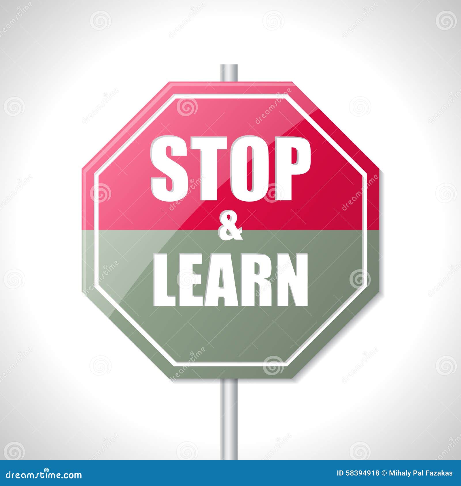 Stop and Learn Bicolor Traffic Sign Stock Vector - Illustration of ...