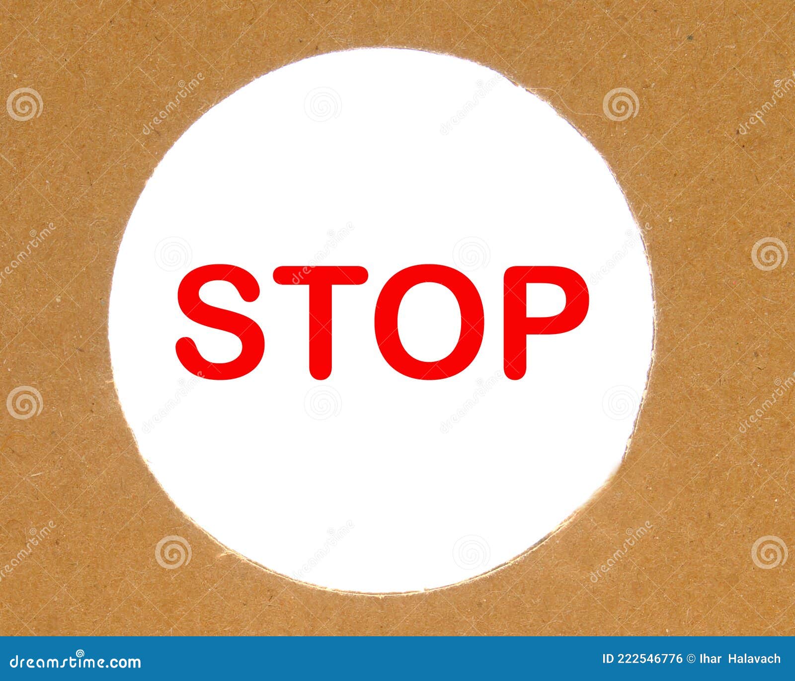 STOP Lettering in a Round Paper Hole on a White Background Stock Photo ...