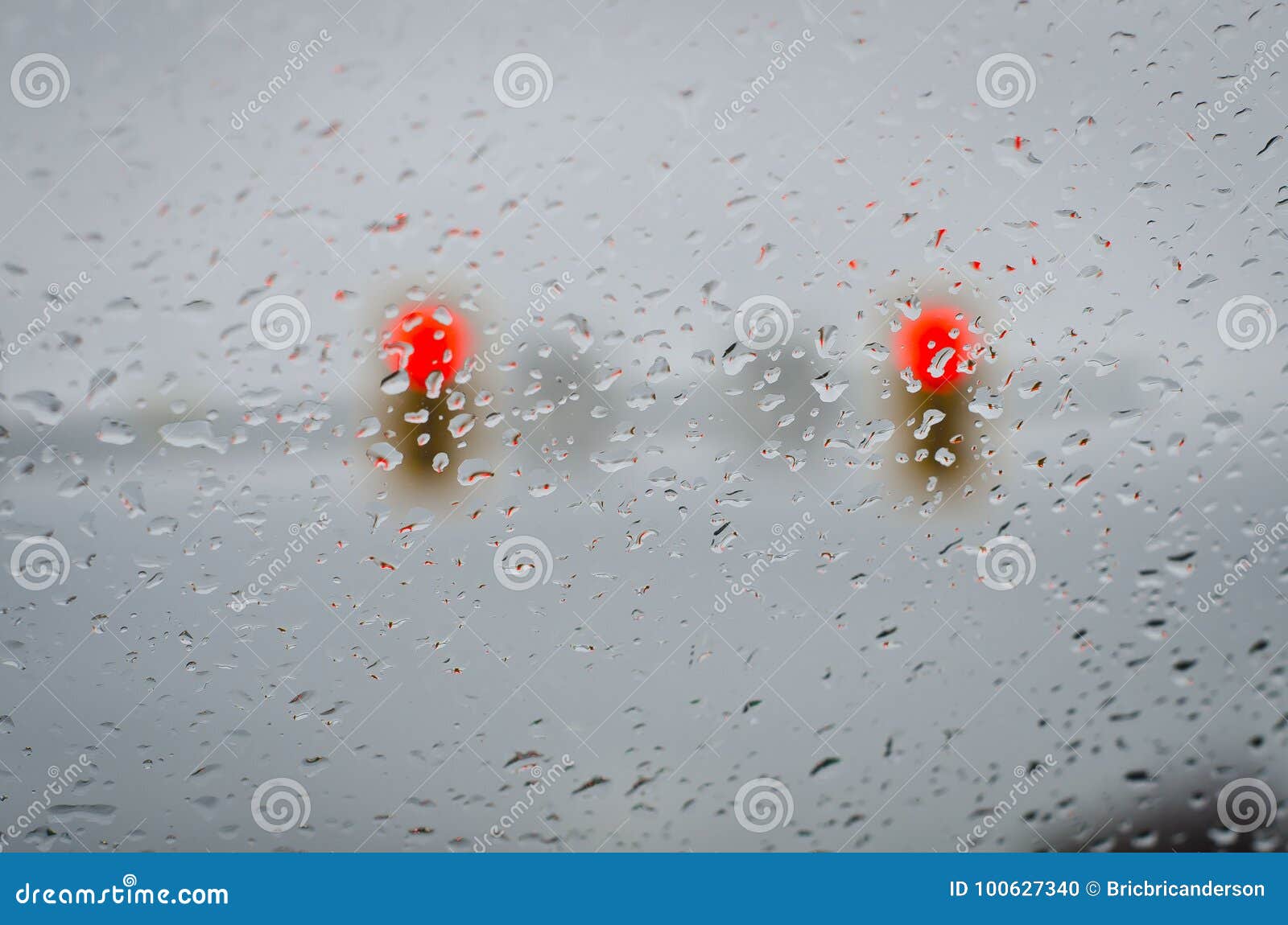 Stop Light Rain Drops stock photo. Image of traffiic - 100627340
