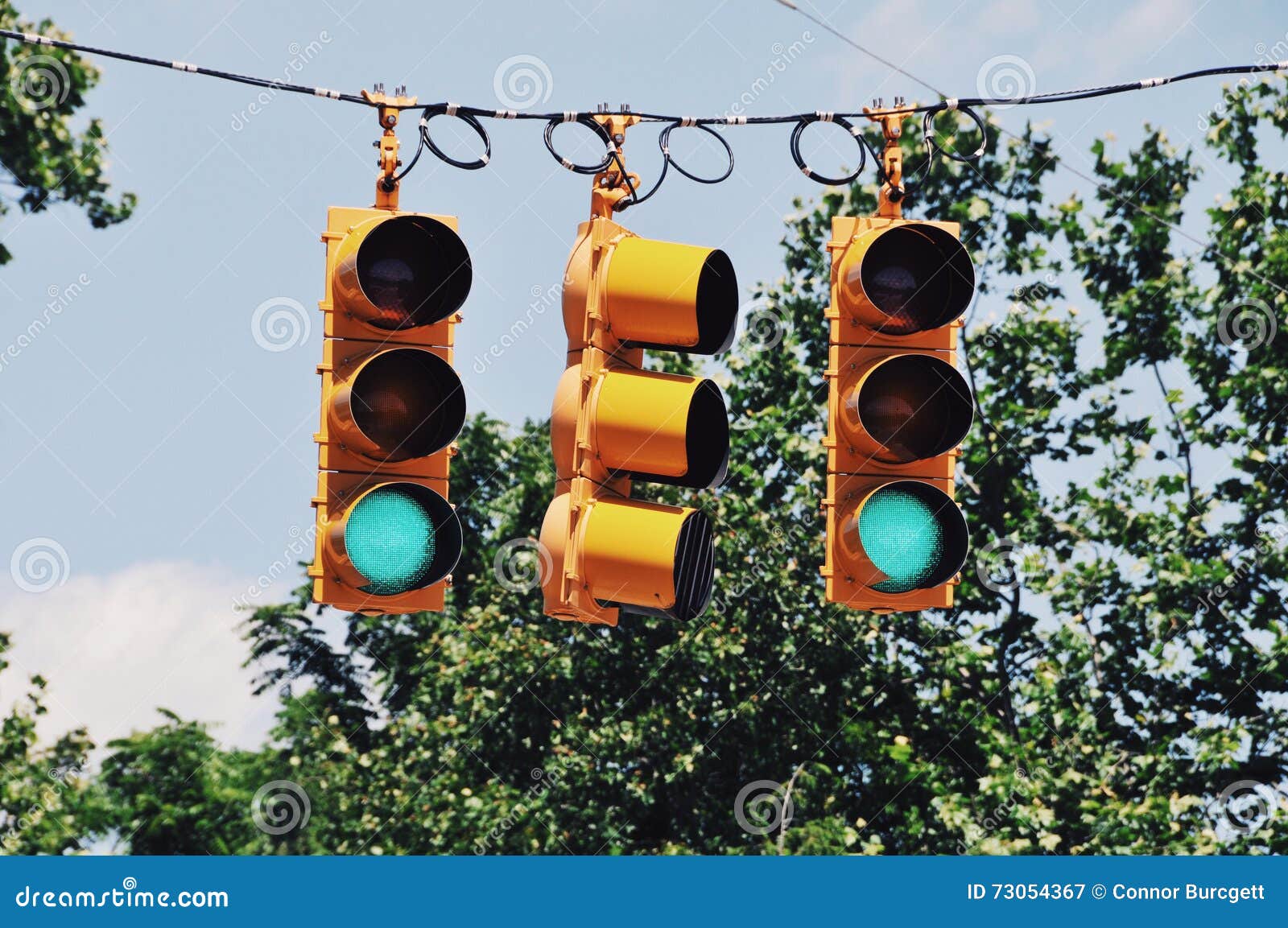 Stop lights stock image. Image of stop, downtown, green - 73054367