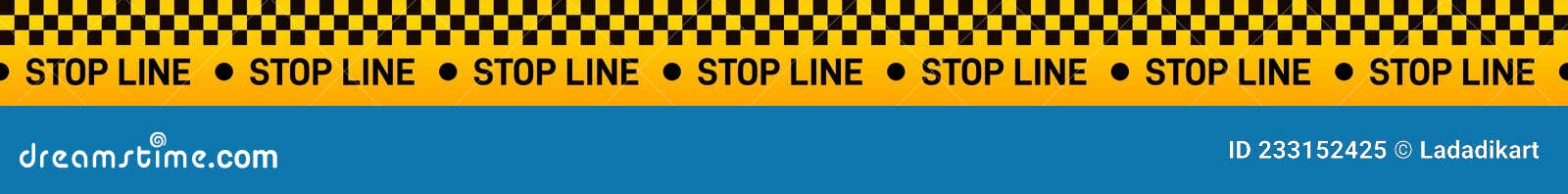 Stop Line Yellow Tape. Warning Black Squared Ribbon Stock Illustration ...