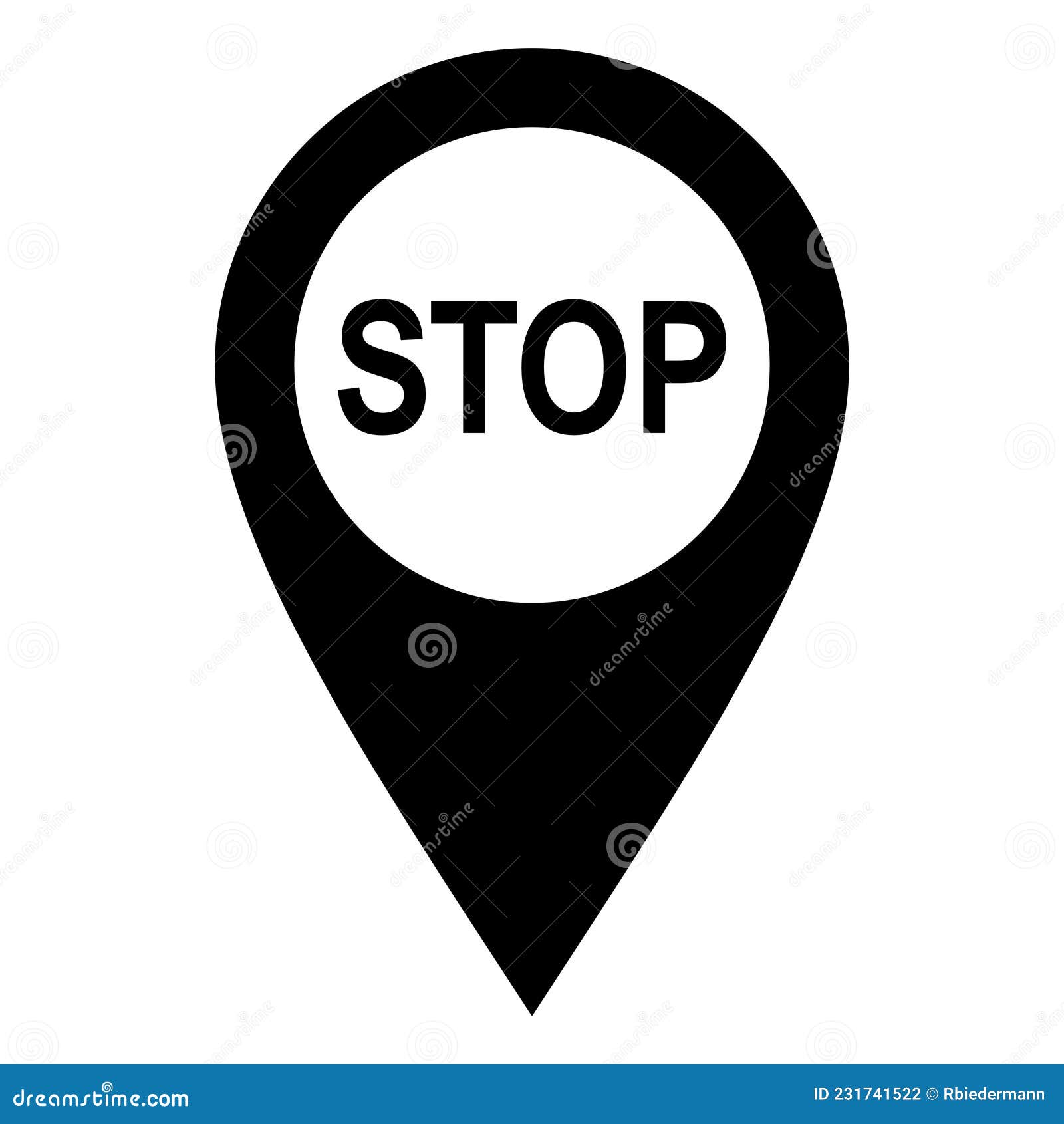 Stop and location pin stock vector. Illustration of locator - 231741522