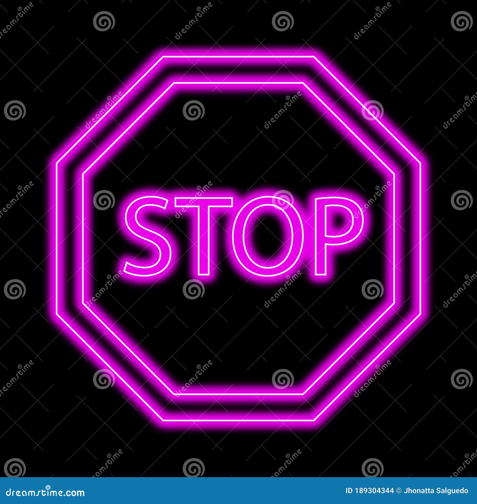 Stop Sign Pink Neon Symbol on Black Background Stock Illustration ...