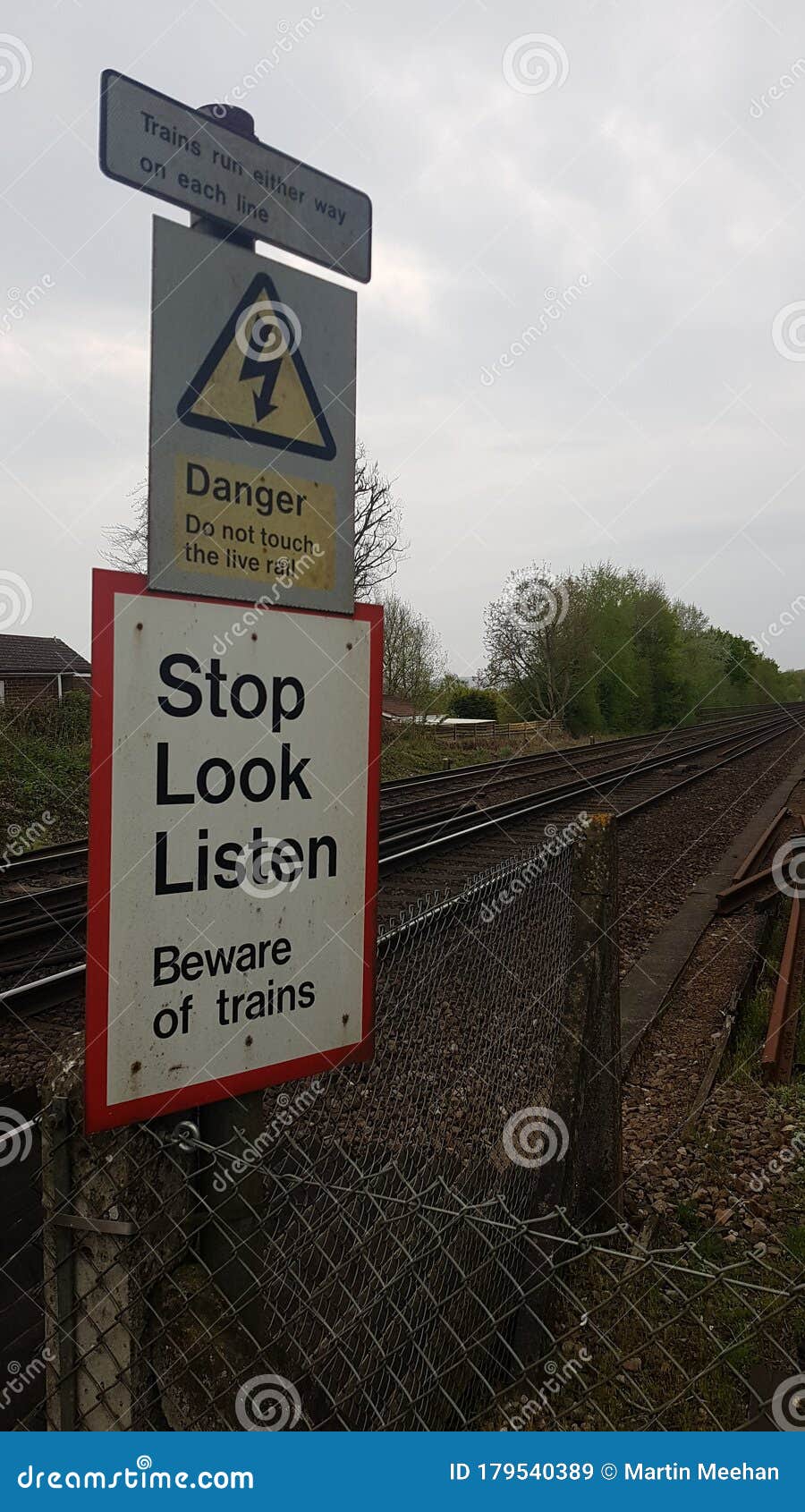 Stop Look Listen Warning Sign at Pedestrian Railway Crossing. Stock ... Stop Look Listen Warning Sign at Pedestrian Railway Crossing. Stock ...