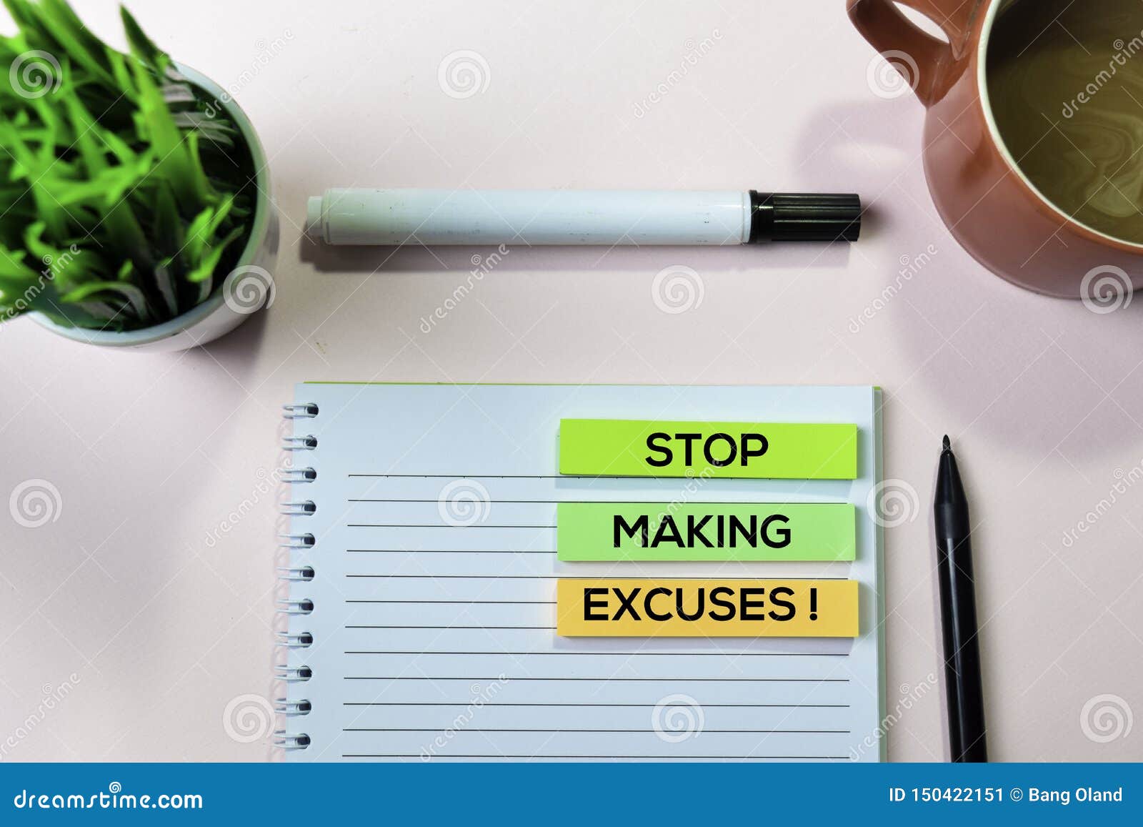 Stop Making Excuses! Text on Sticky Notes with Office Desk Concept ... Stop Making Excuses! Text on Sticky Notes with Office Desk Concept ...