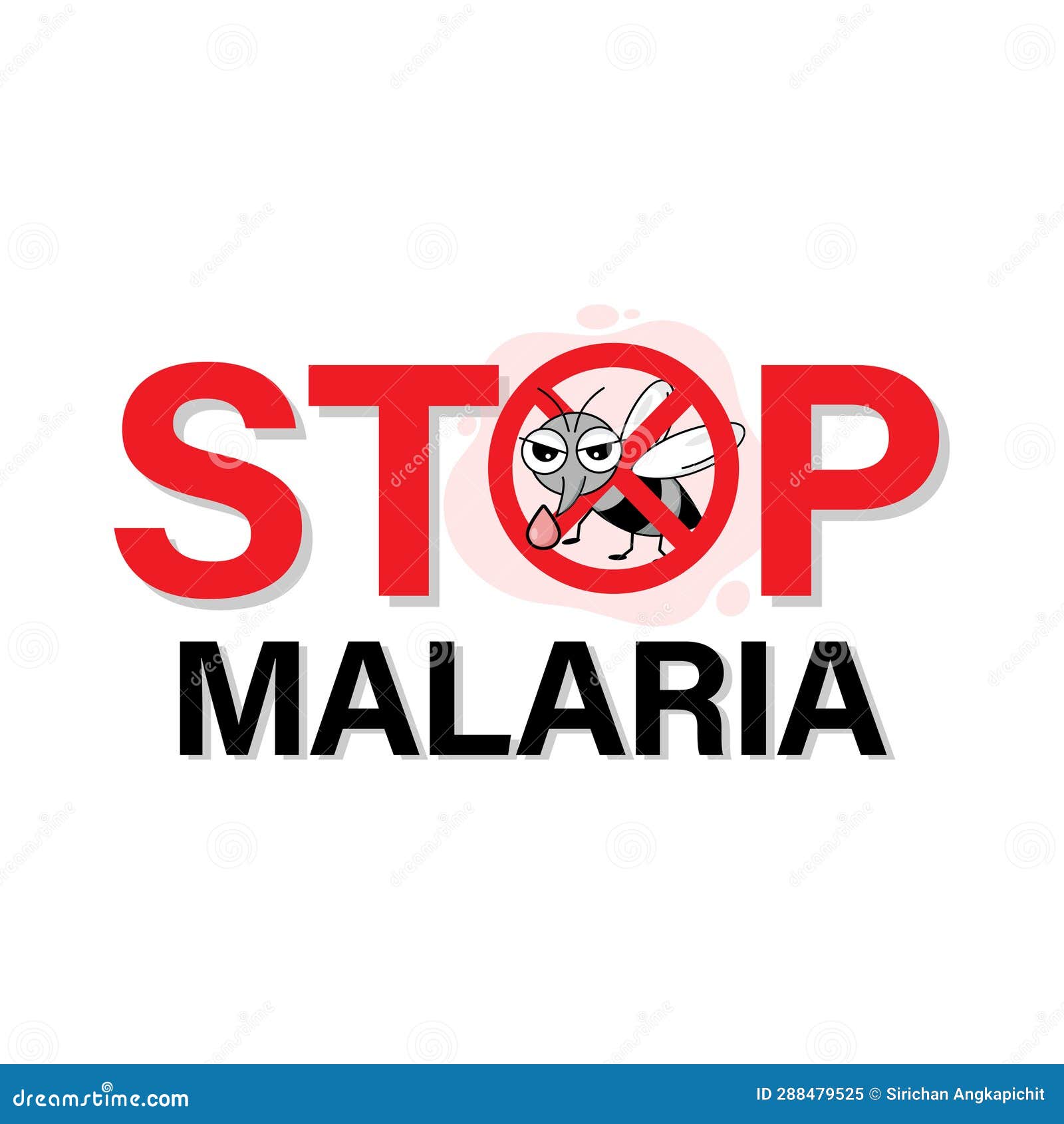Stop Malaria. Outline Vector Text Isolated On White Background. Vector ...