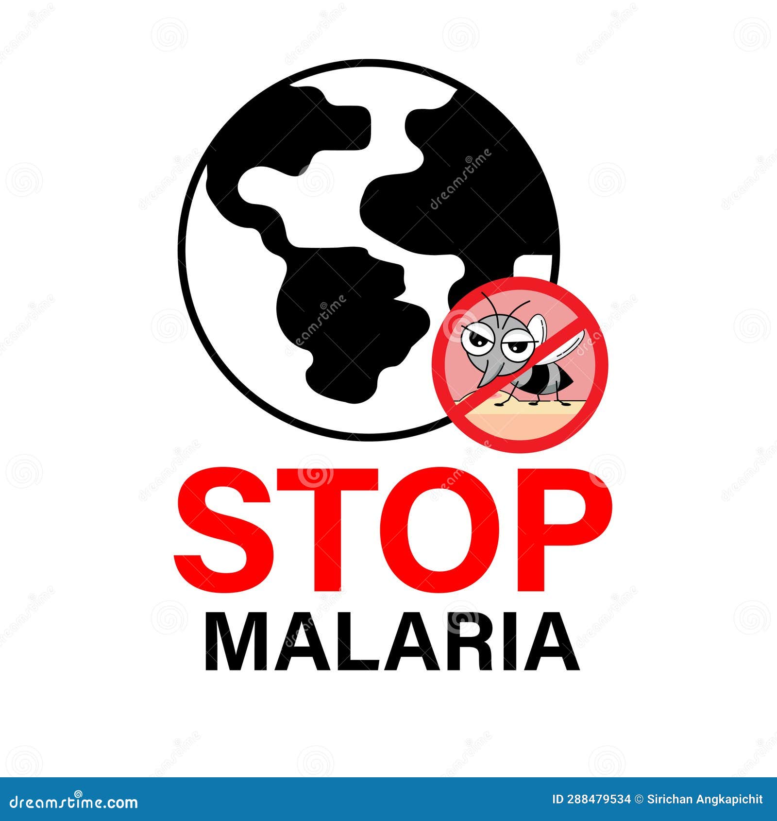 Stop Malaria. Outline Vector Text Isolated On White Background. Vector ...