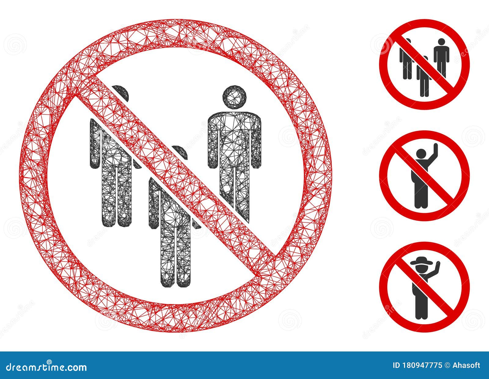 Stop Man Group Polygonal Web Vector Mesh Illustration Stock Vector ...
