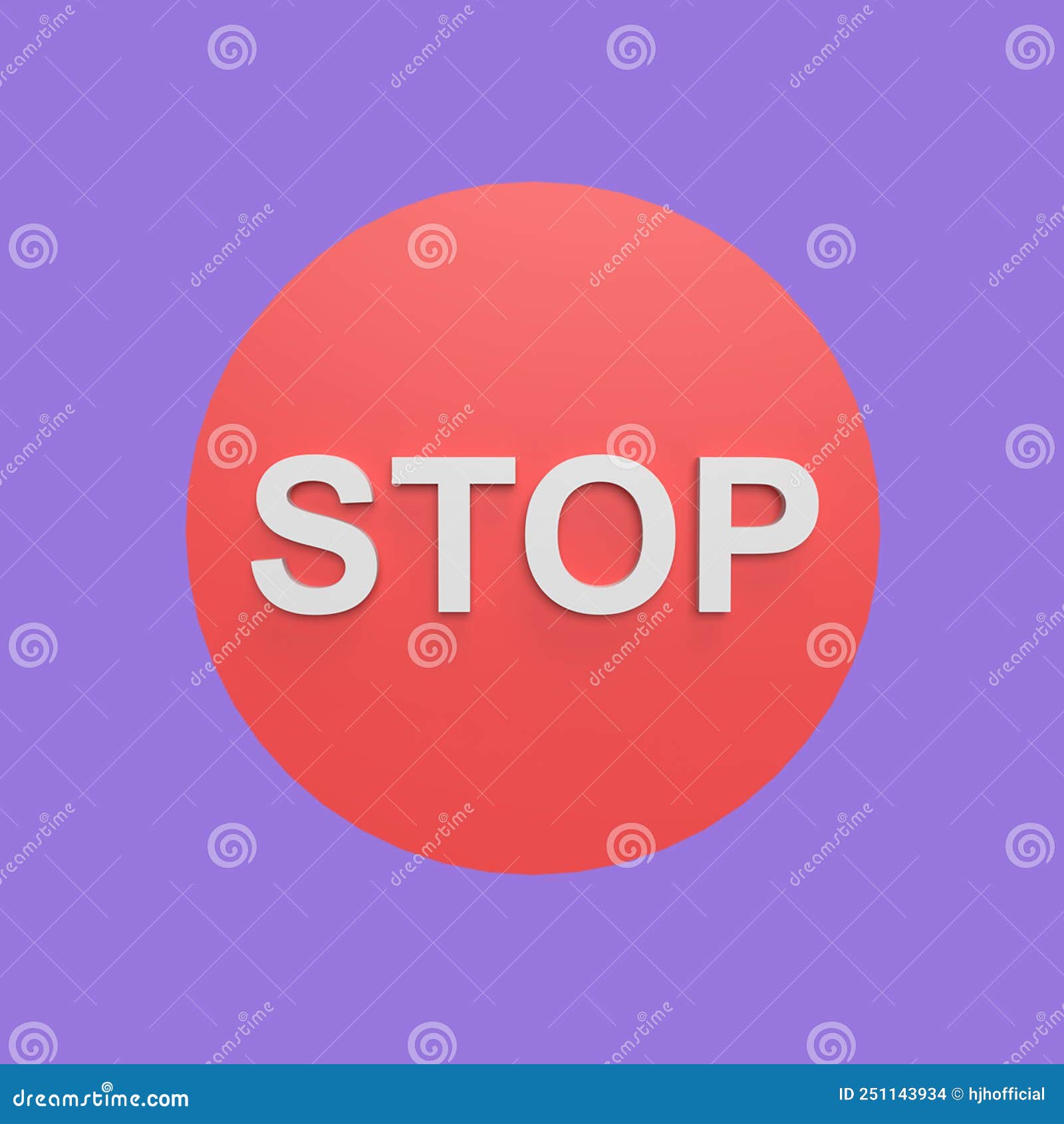 Stop Mark 3d Icon Model Cartoon Style Concept. Render Illustration ...