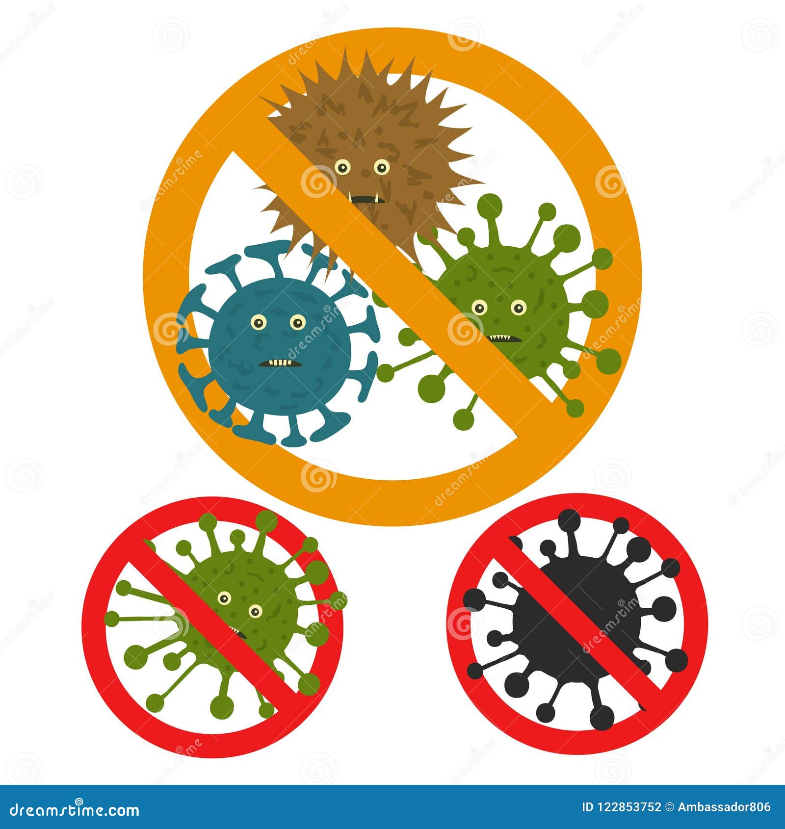 Stop Microbe. Microscopic Viruses. Vector Stock Vector - Illustration ...