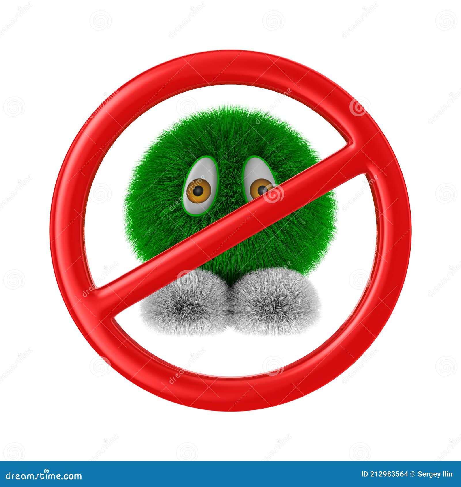 Stop Microbe on White Background. Isolated 3D Illustration Stock ...