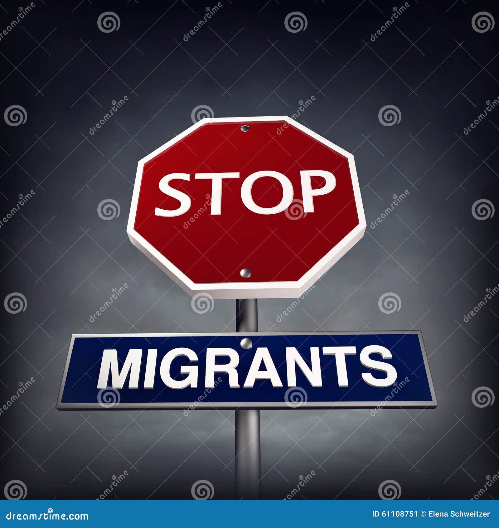 Stop migrants stock illustration. Illustration of immigration - 61108751