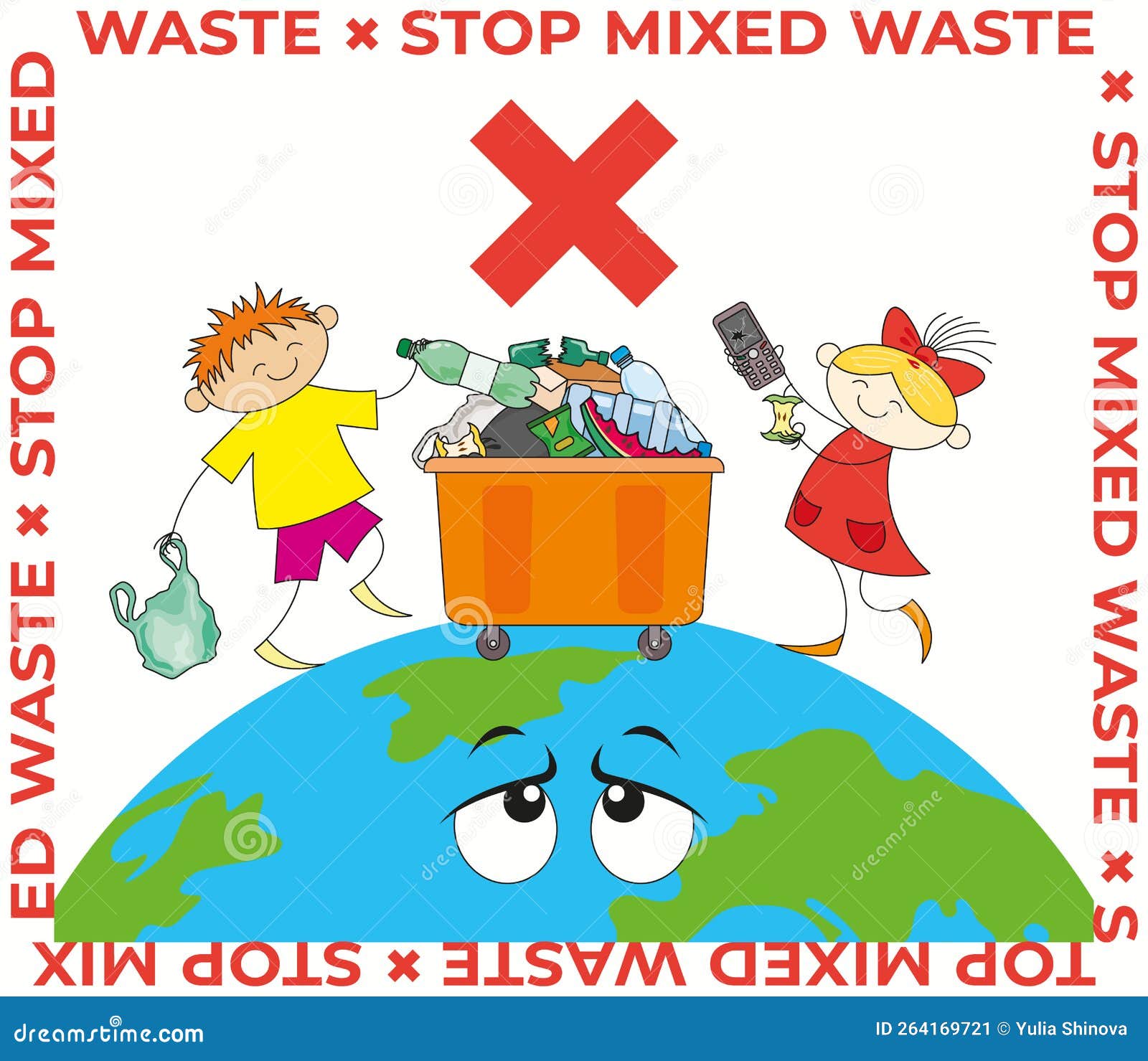 Mixed Waste Only Recycle Where Possible Sign Icon Of 3 Types Color ...