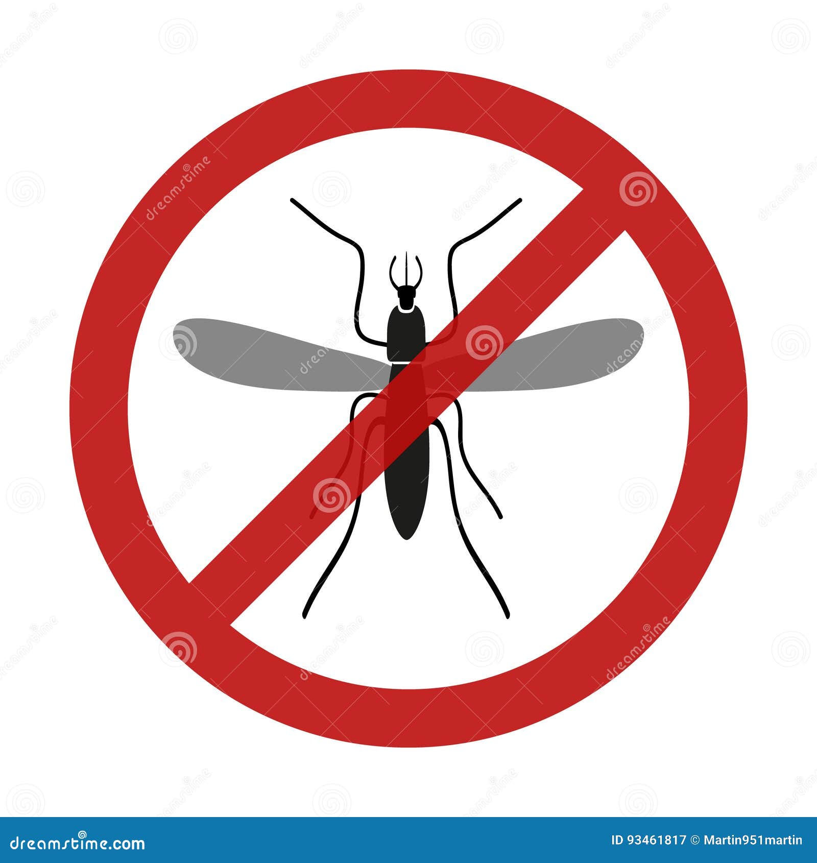 Stop Mosquito Insect Red Restriction Sign Stock Vector - Illustration ...